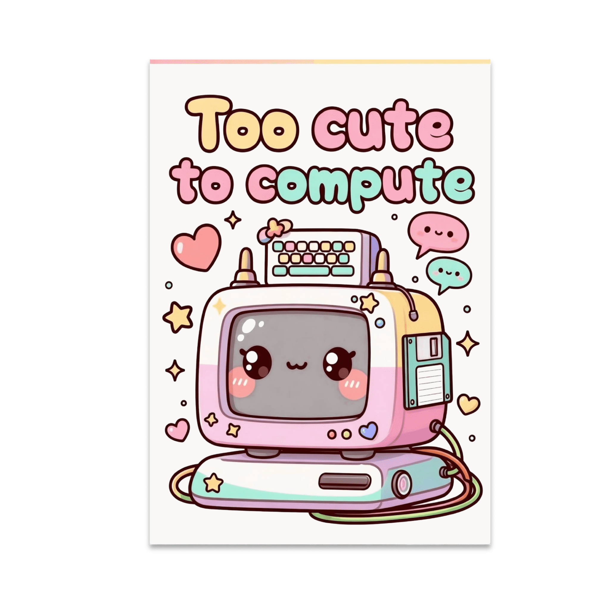Too Cute to Compute Kawaii Wall Art - Cutecore Enthusiast - 13x19 ...