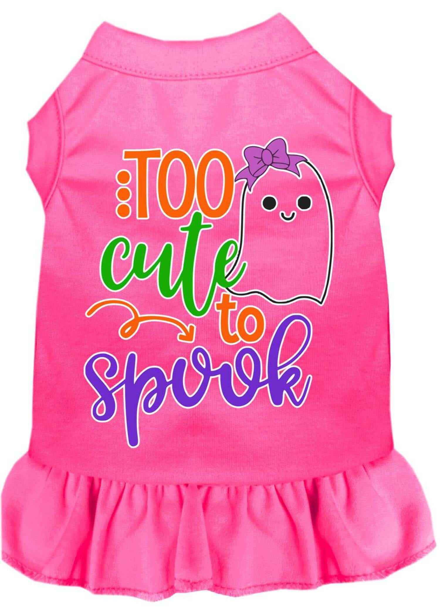 Pet Dog Cat Dress Screen Printed, "Too Cute To Spook - Girly Ghost ...