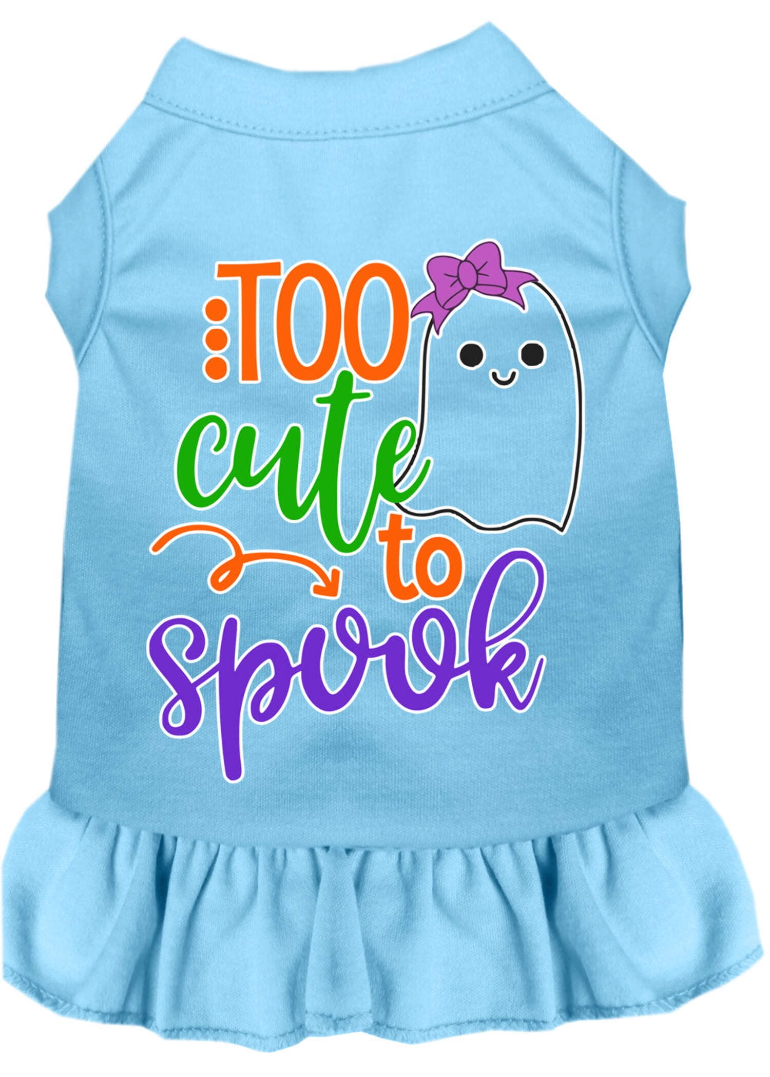 Pet Dog Cat Dress Screen Printed, "Too Cute To Spook - Girly Ghost ...