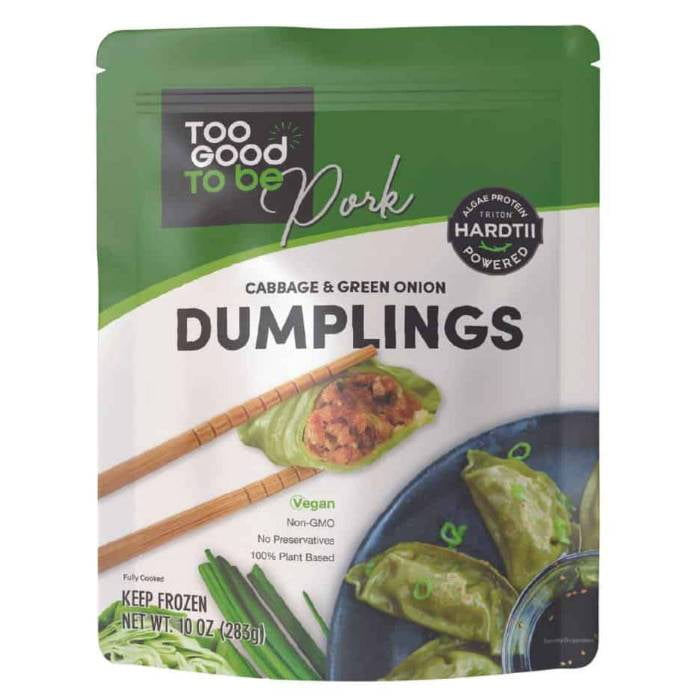 Too Good To Be Foods - Pork-Style Dumplings, 10oz - Walmart.com