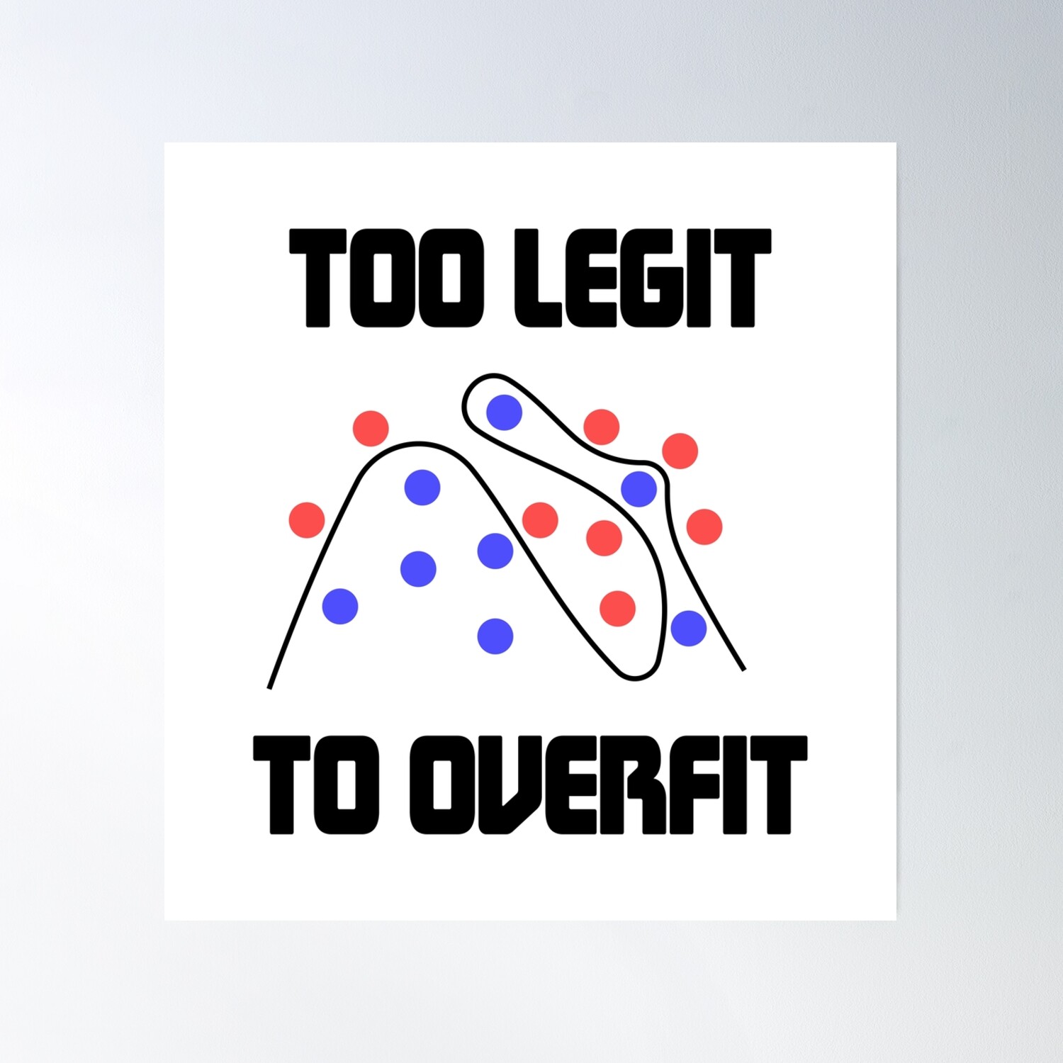 Too Legit To Overfit Poster Wall Art, Modern Wall Decor, 24x24 UNFRAMED ...