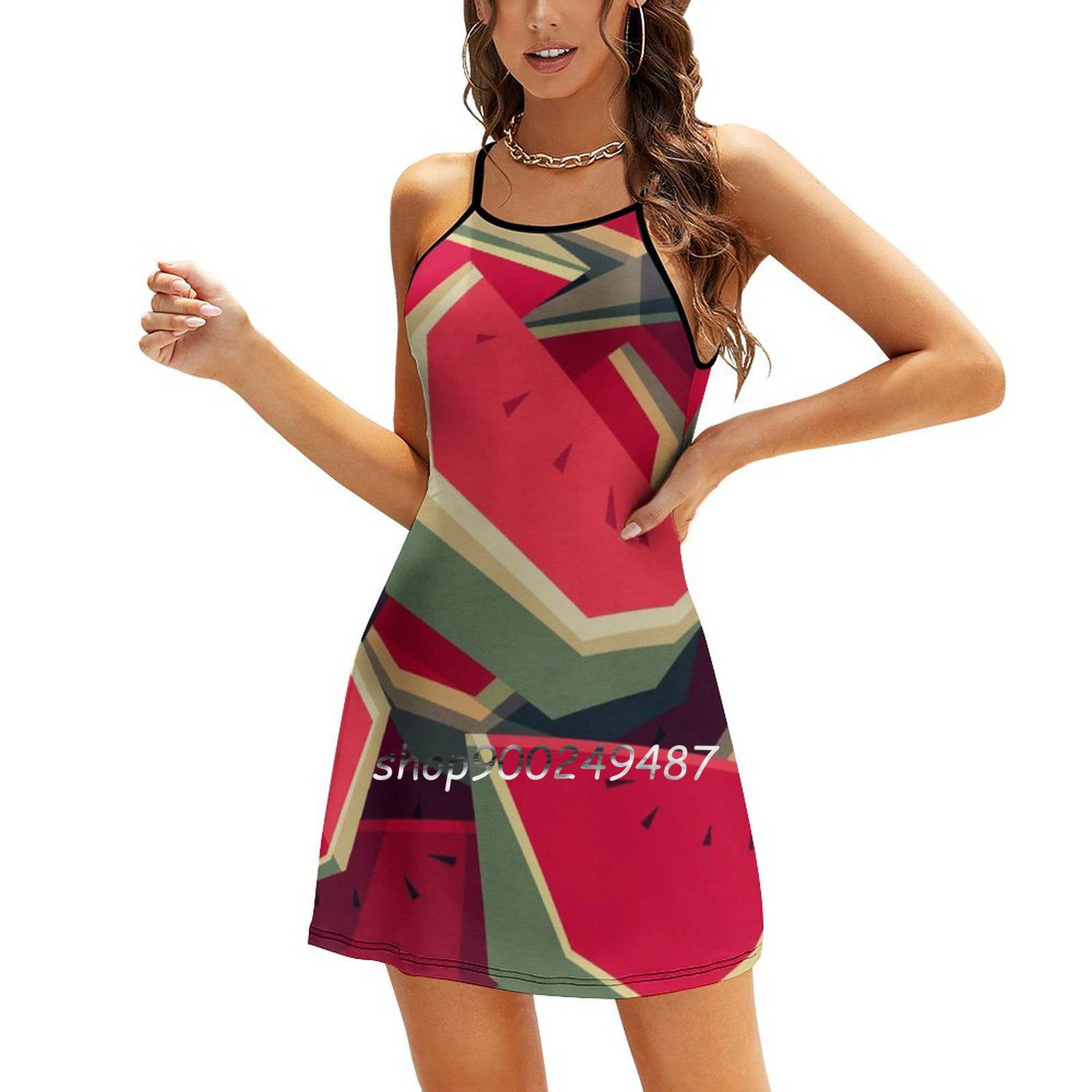 Too Many Watermelons Evening Party Dresses Midi Sexy Dress Female Sweet ...