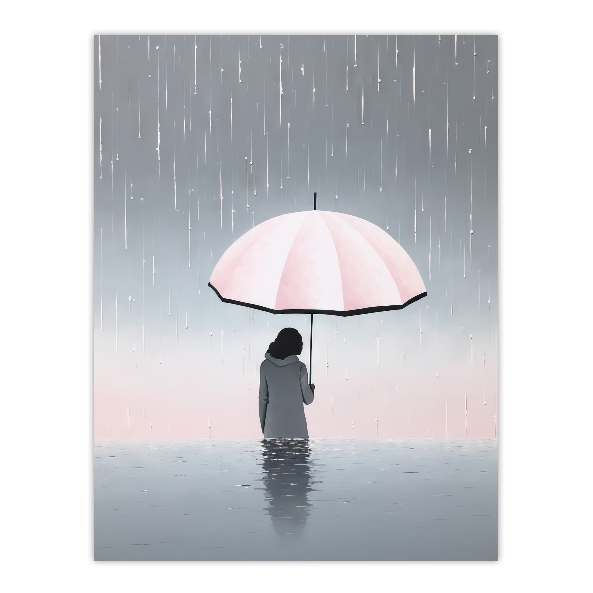 Too Much Rain By Amy Denver Minimalist Soft Pastel Umbrella Brolly Pink ...