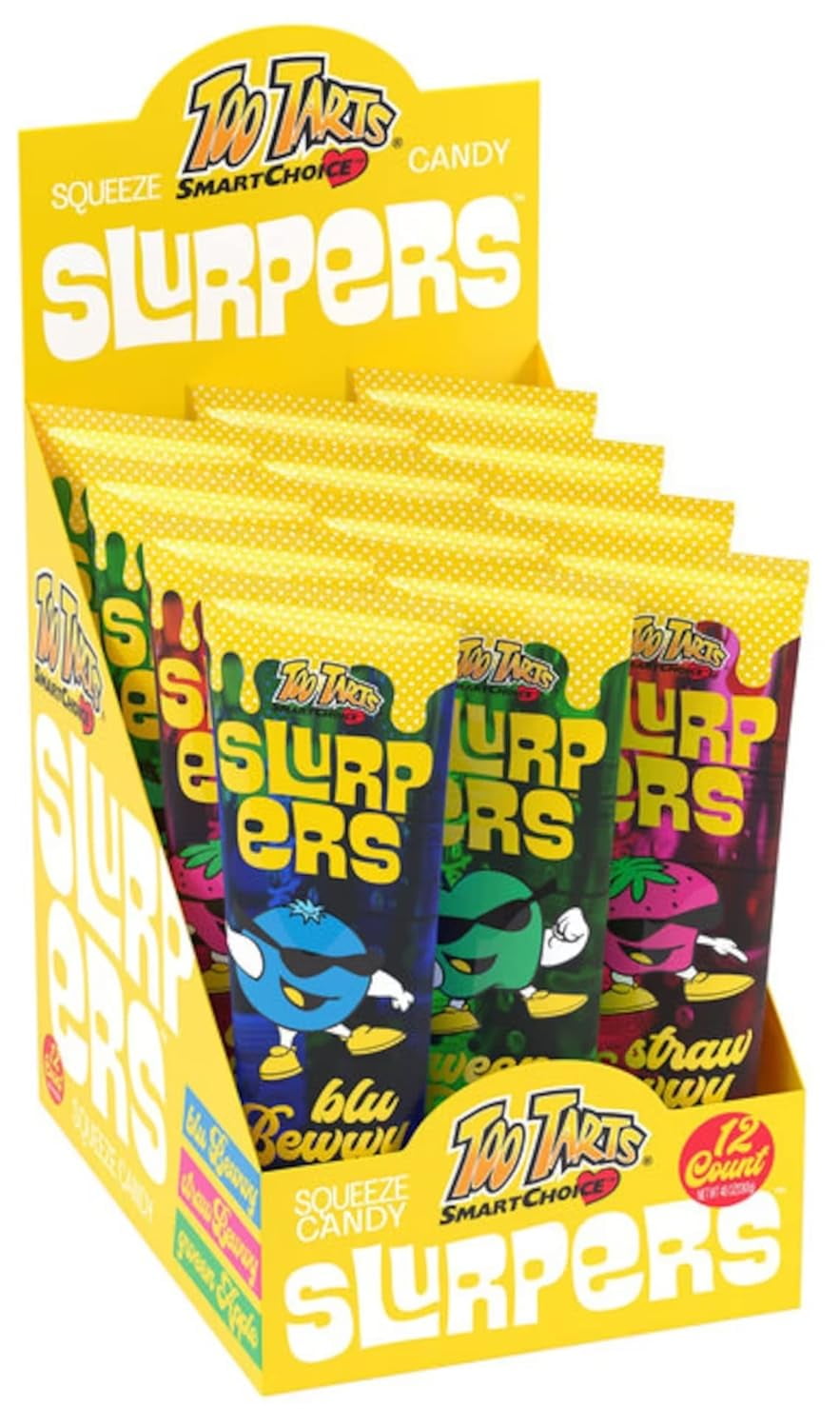 Too Tarts Slurpers Candy, 4 Ounce Tubes - 12 Count Display Pack ...