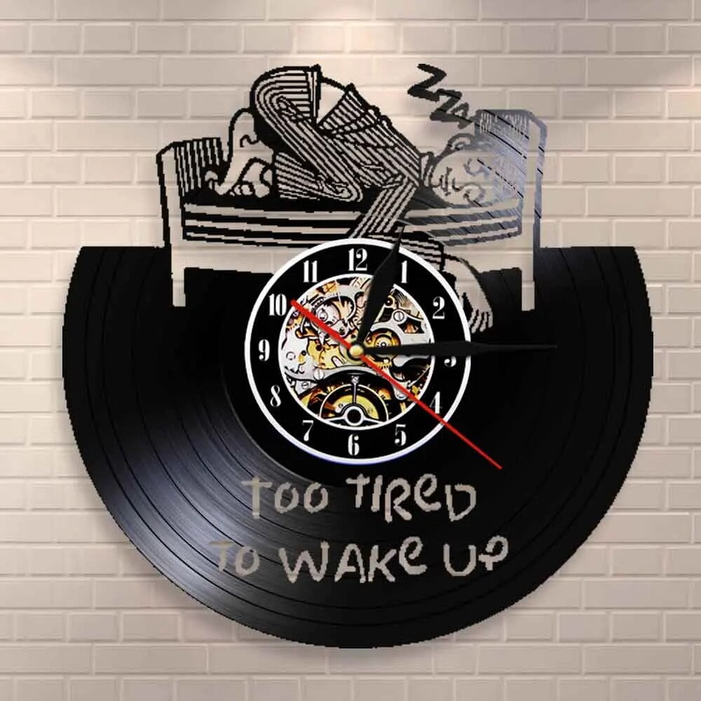 Too Tired To Wake Up Motivational Quote Vinyl Wall Clock,Vinyl Record ...