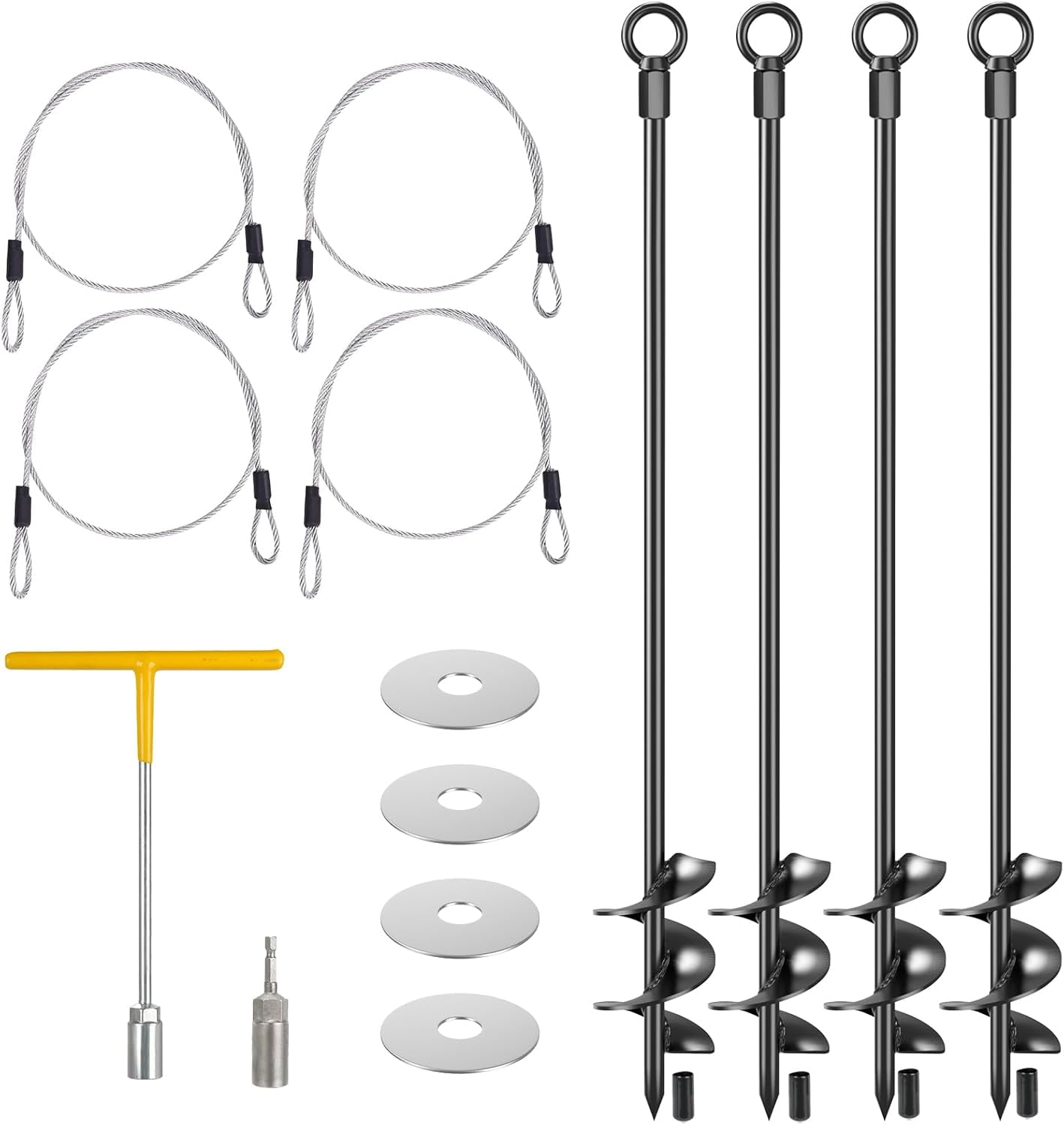 TooTaci 30" Ground Anchors Shed Kit Heavy Duty Solid Steel, Triple-Turn ...