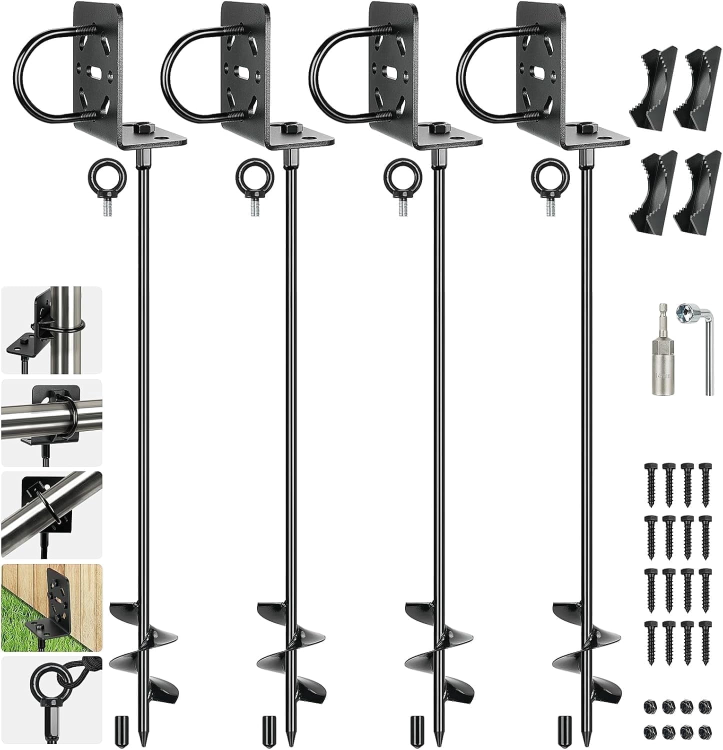 TooTaci 30" Heavy Duty Ground Anchors Kit, Mobile Home Anchors with ...