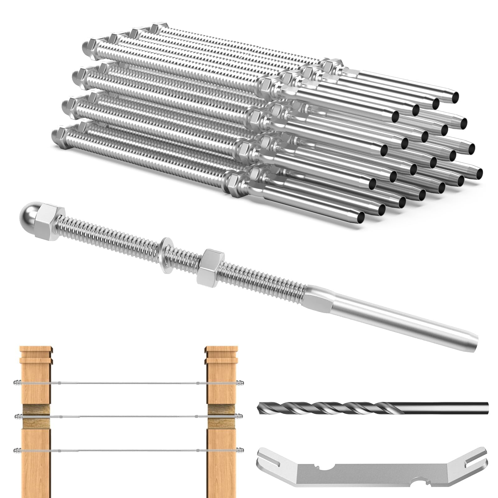 TooTaci 40 Pack 6“ Long T316 Stainless Steel Railing Hardware for 4"x4 ...