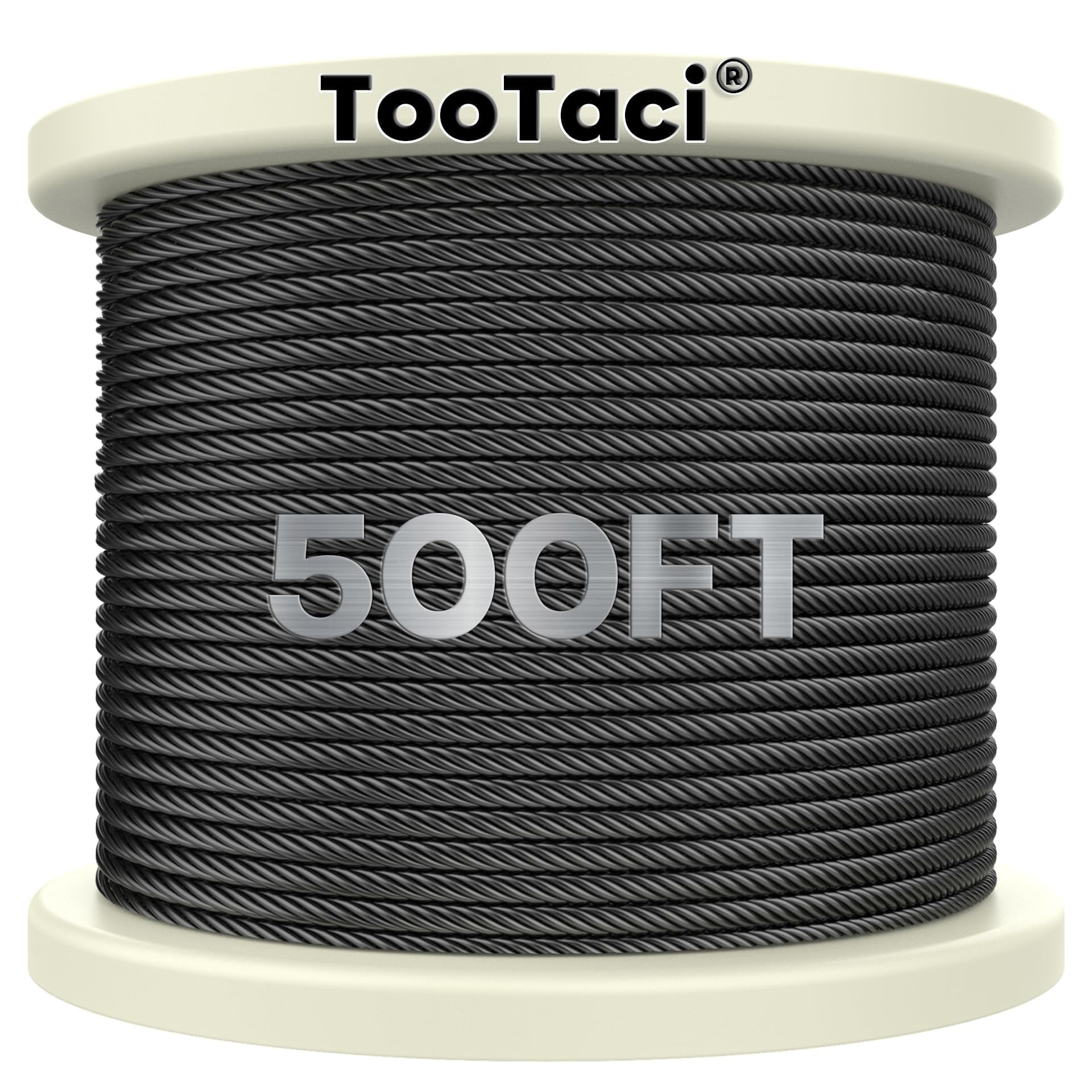 TooTaci T316 Stainless Steel Cable Railing Kit - 500FT Black Wire Rope, 7x7 Flexible Strands ...