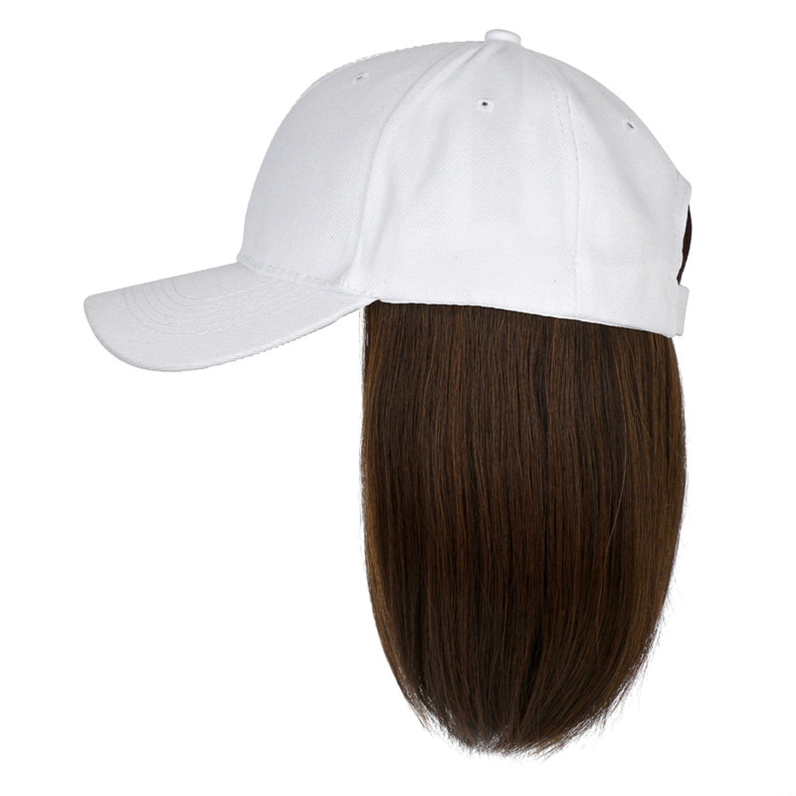 Tooayk Mens Hats Baseball Cap with Hair Extensions Straight Short Bob ...