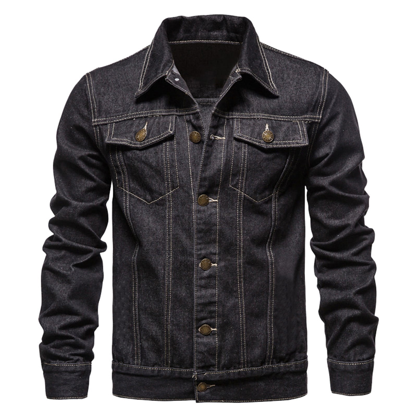 Tooayk Slim fit jacket for men jean jacket Men's Single Breasted Denim ...