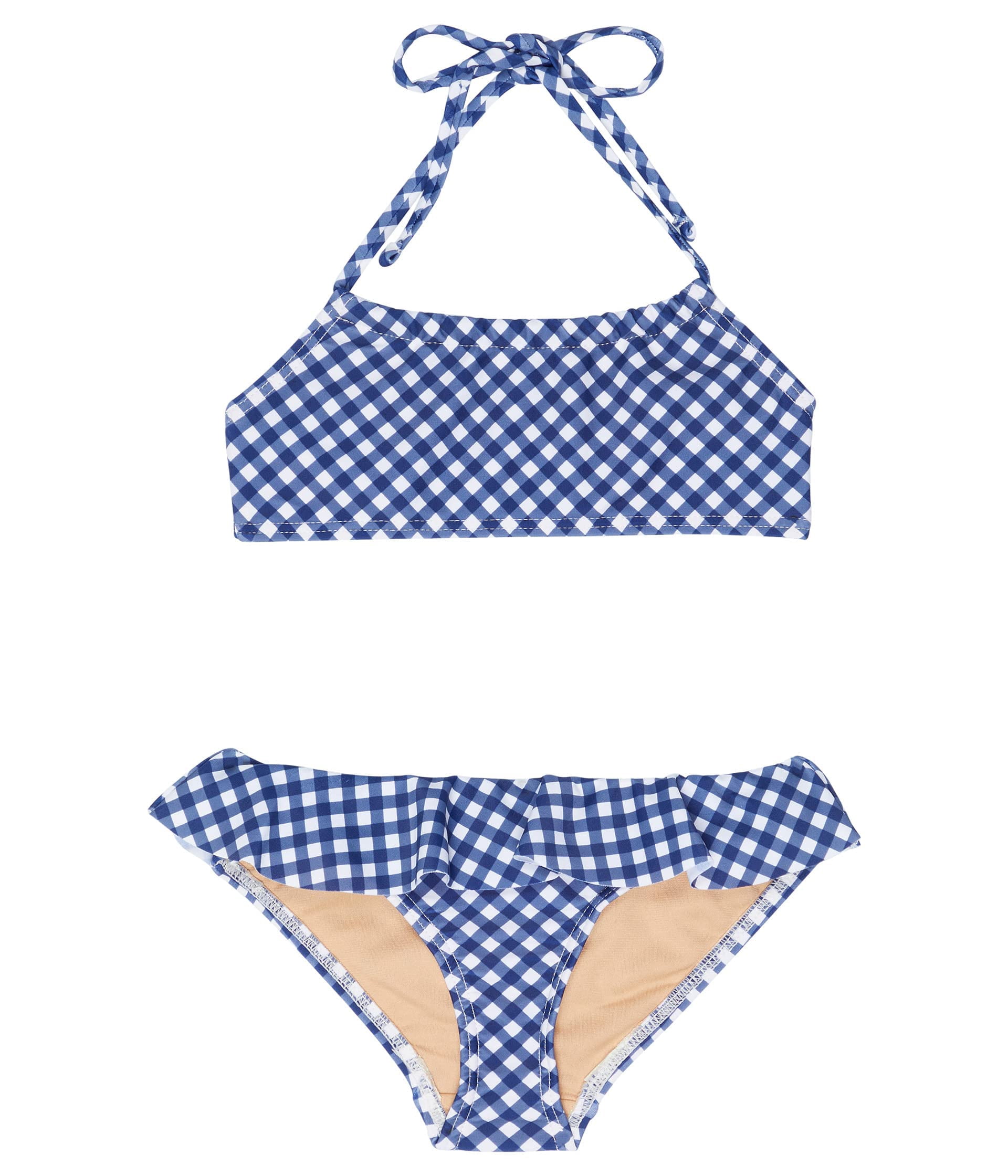 Toobydoo Girl's Gingham Ruffle Bandeau Bikini (Toddler/Little Kids/Big ...