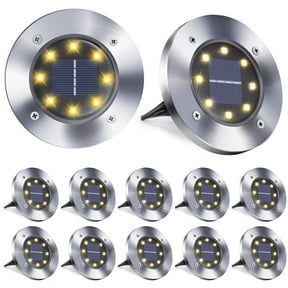 CHARKEE 12 Pack Solar Ground Lights, Outdoor Waterproof 8 LED Disk ...