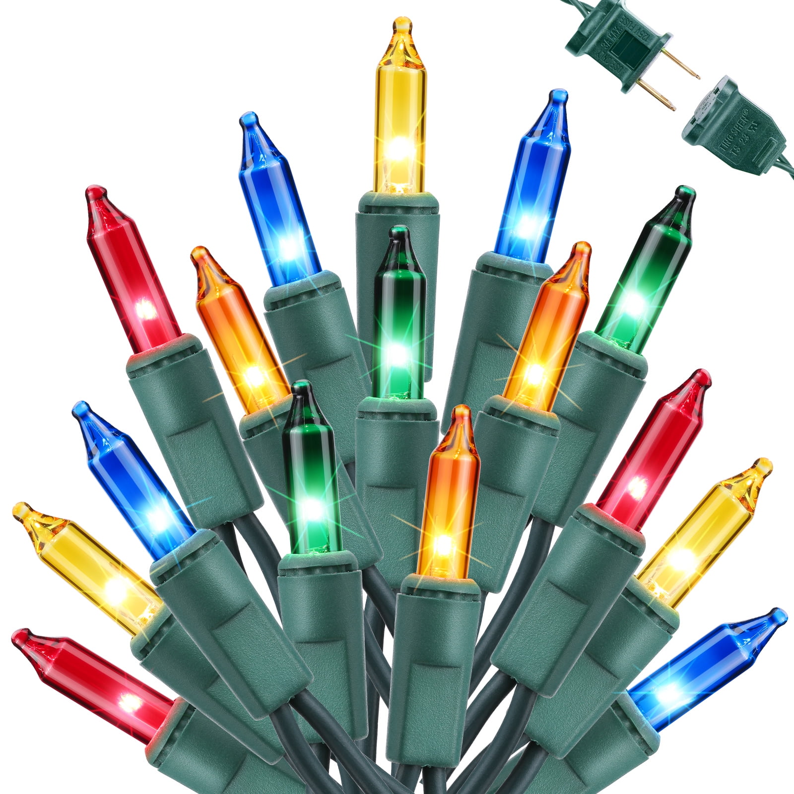 Toodour Multicolor Christmas Lights, 33ft 100 Count Incandescent ...