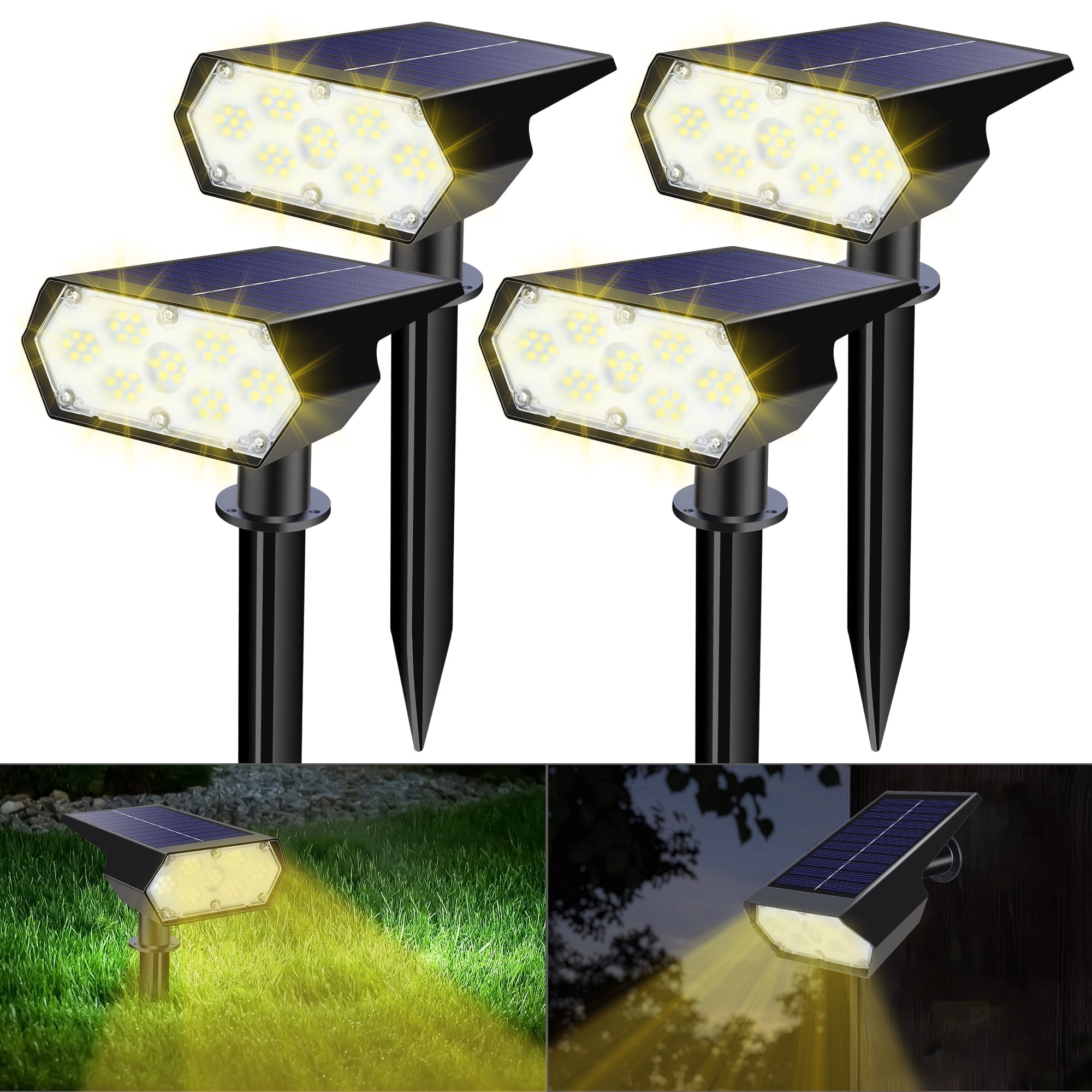 Toodour Solar Lights Outdoor, 49 LED Waterproof Solar Spotlights for ...