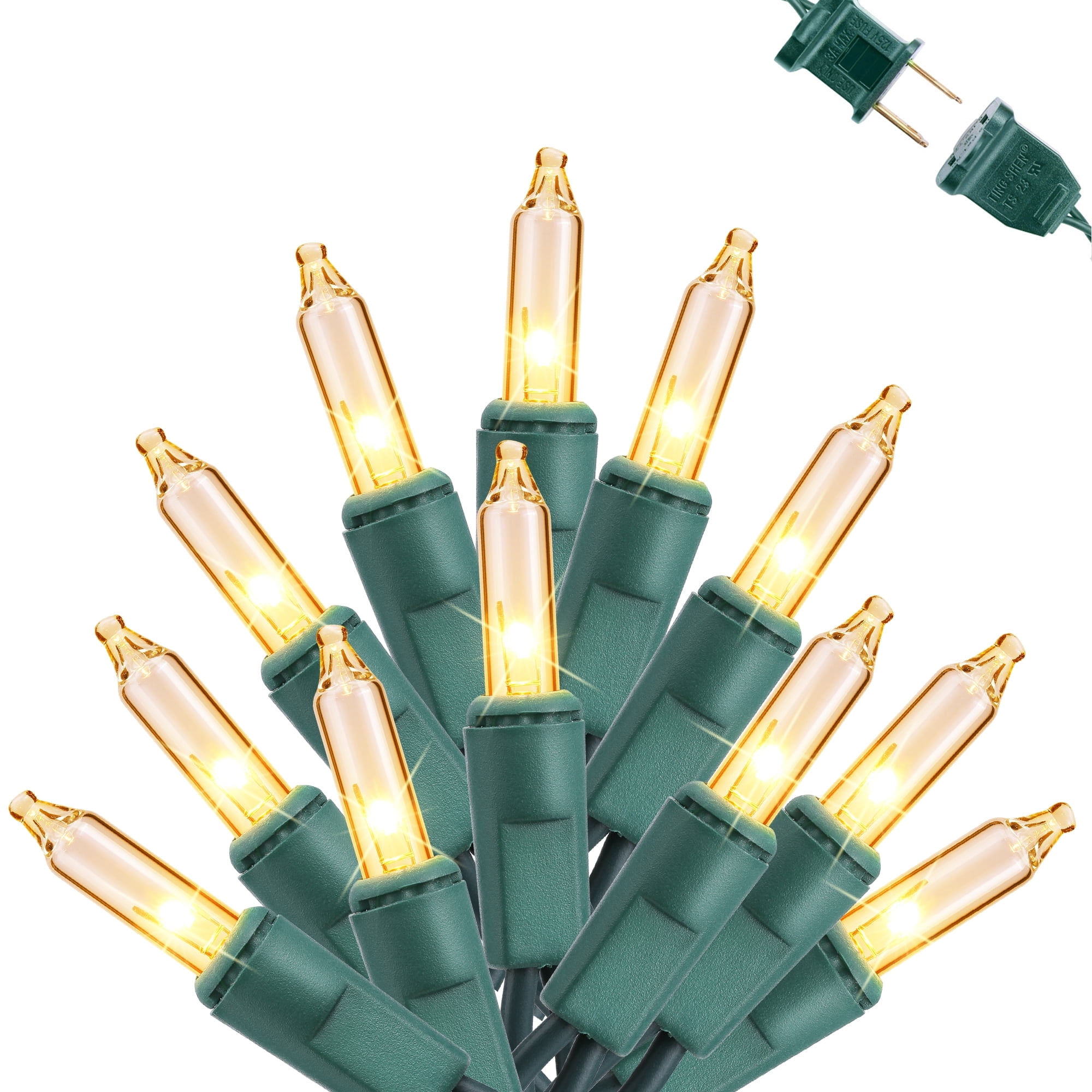 Toodour Warm White Christmas Lights, 14.27ft 50 Count Incandescent ...