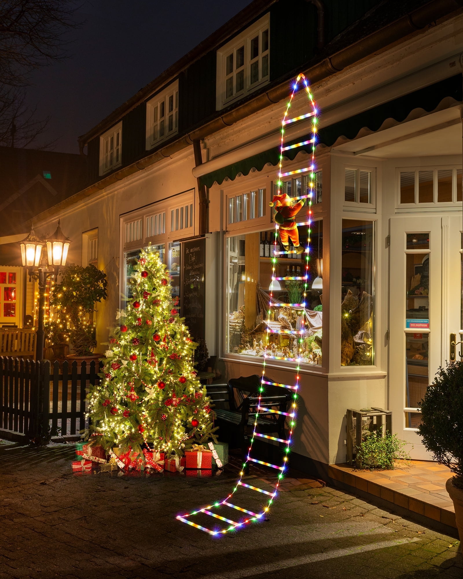 Toodour Christmas Decorations Lights, 10ft LED Ladder Lights with Santa ...