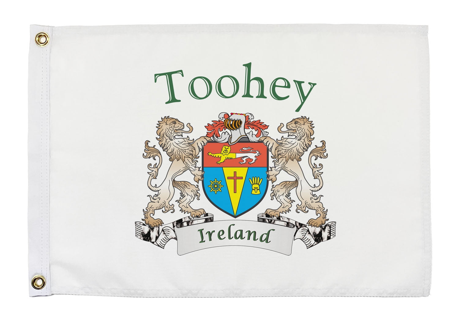 Toohey Irish Coat of Arms Small White Flag - 16"x10.5" inches - Walmart.com