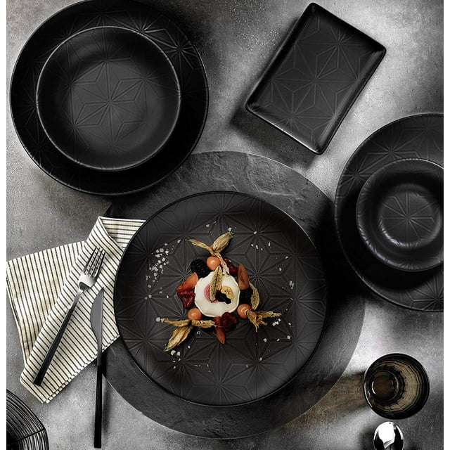 Tookss 12-Piece Dinnerware Set Modern Style Porcelain Plates And Bowls ...