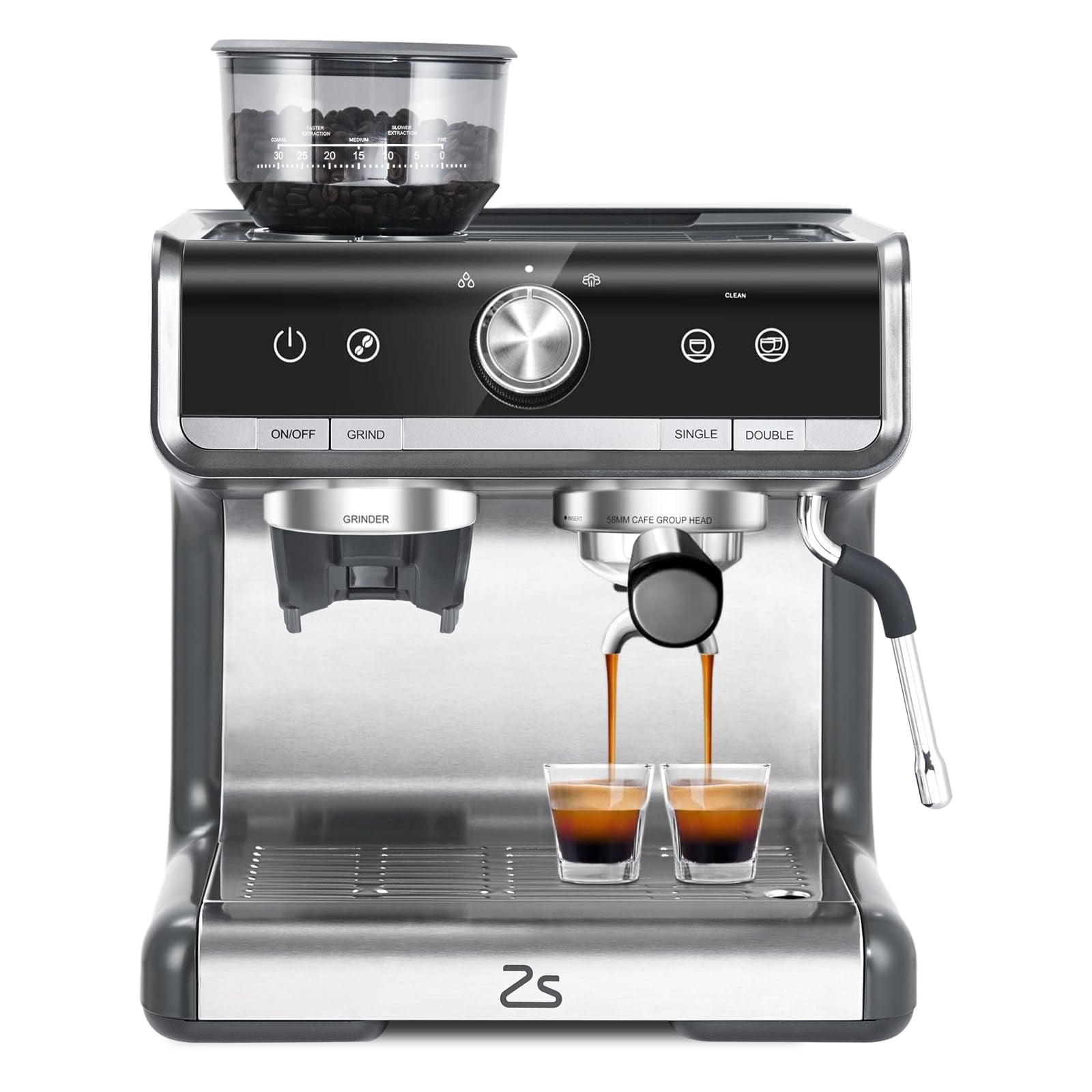 Tookss 20 Bar Semi-Automatic Espresso Coffee Machine with Grinder,2.8 L ...