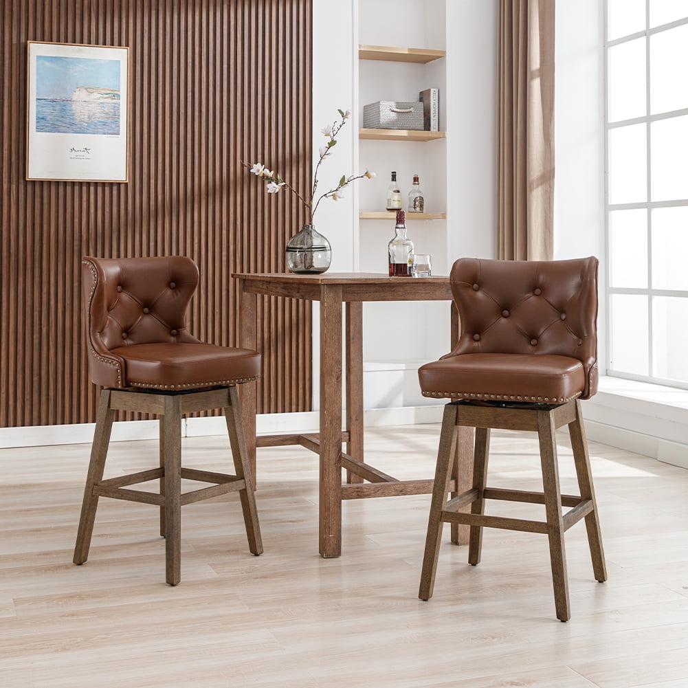 Tookss 2Pcs Dining Room Counter Stools With Backrest Footrest 360 ...