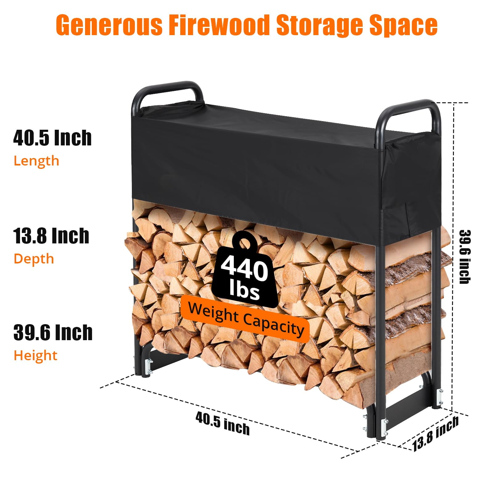 Tookss 4FT/8FT Firewood Rack Firewood Holder with Anti-Rust Coating and ...