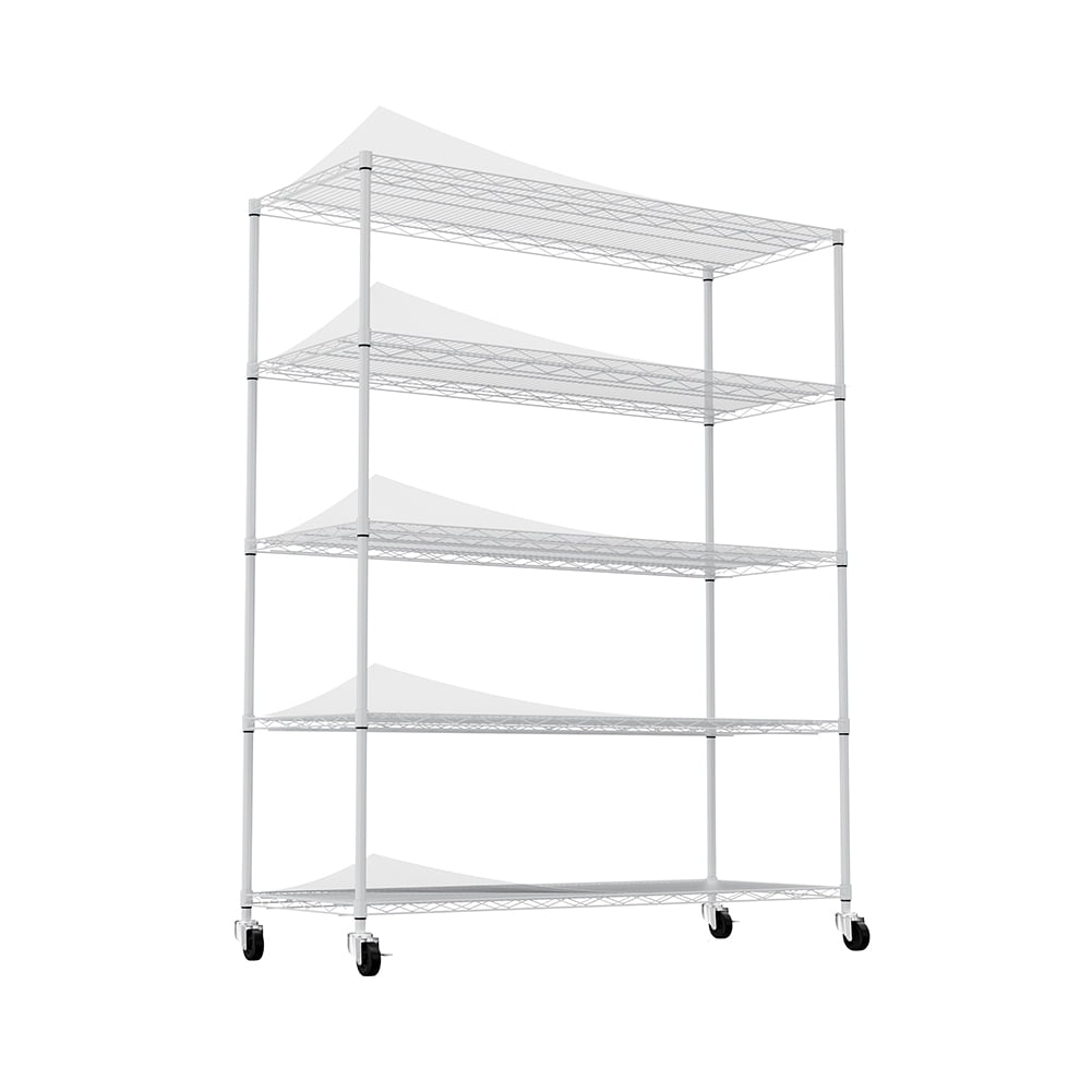 Tookss 5 Tier Storage Rack, Heavy Duty Steel Shelves With Mobile Wheels ...