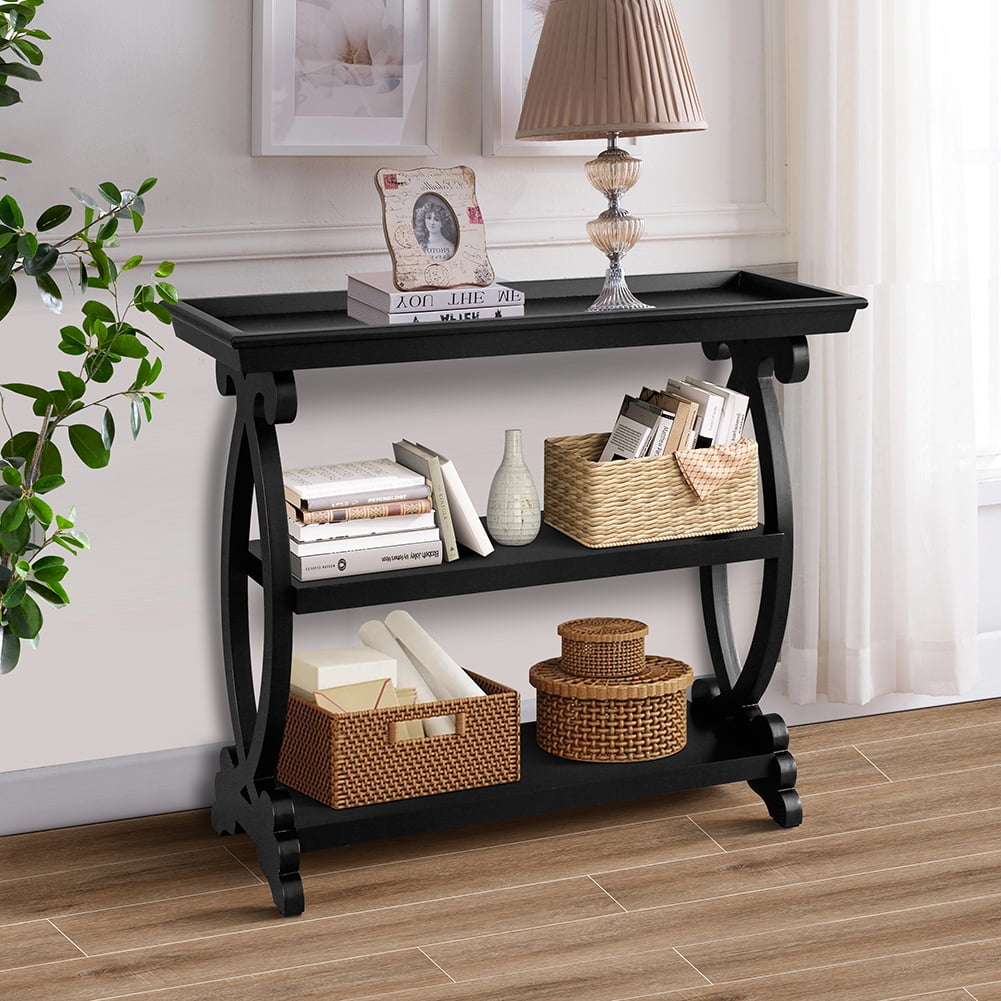Tookss 60 Inch Console Table with 3-Tier Open Storage Spaces Roman ...