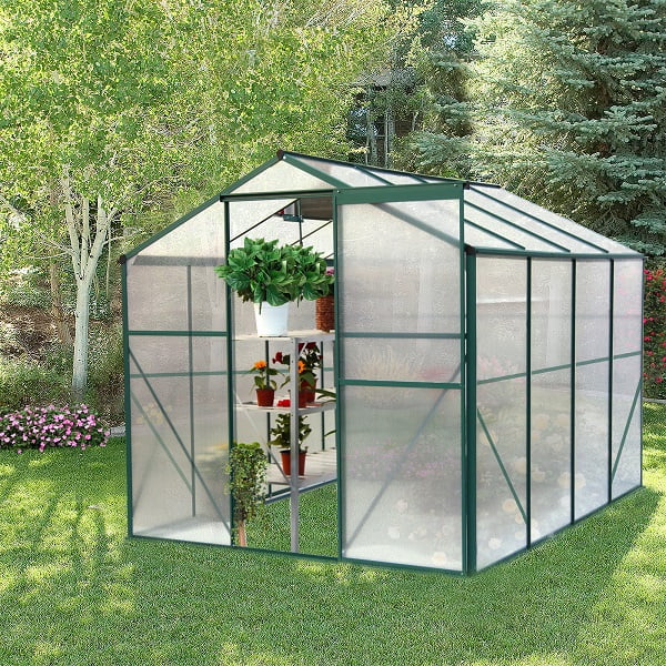 Tookss 6X8FT Walk In Greenhouse with Adjustable Roof, Sliding Door ...