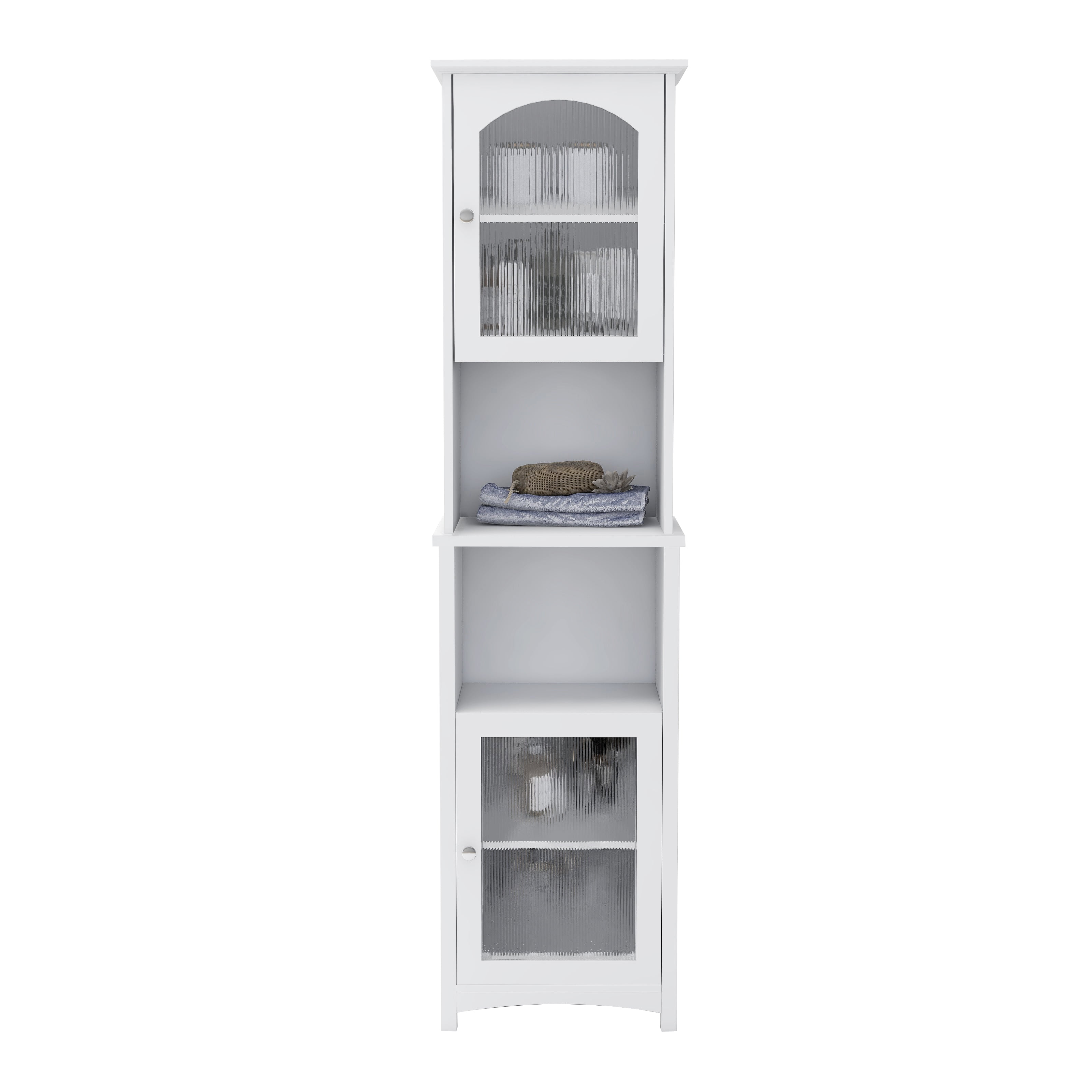 Tookss Bathroom Cabinet MDF Storage Chest With Glass Doors Adequate ...
