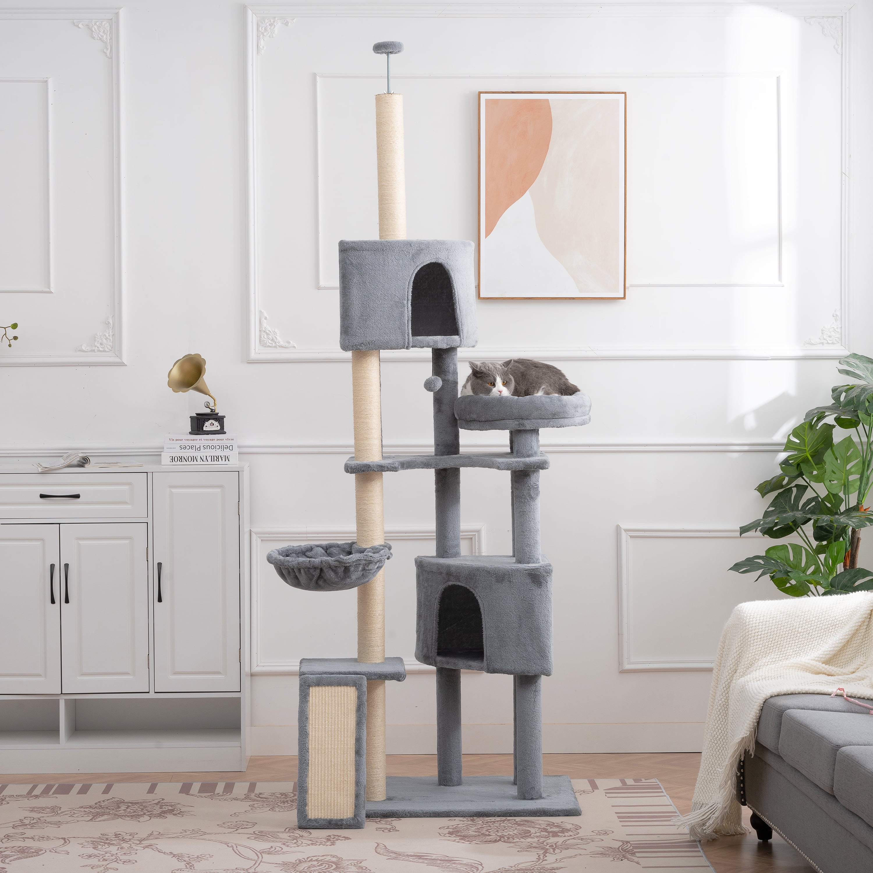 Tookss Cat Tree For Indoor Cats 105" Tall Cat Tower Multi-Level Cat ...