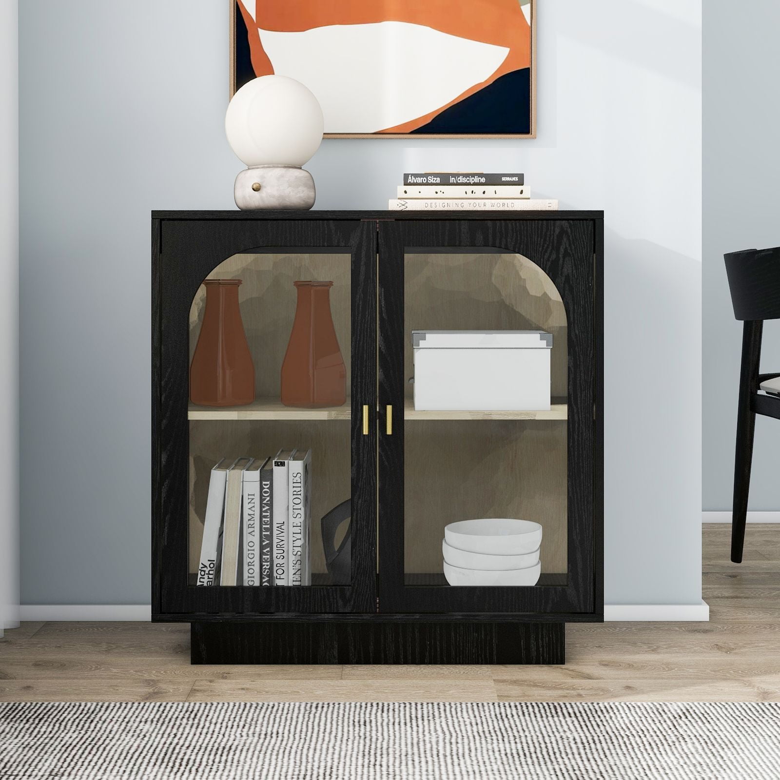 Tookss Free Standing Cabinet, Transparent Acrylic Door Panel Storage ...
