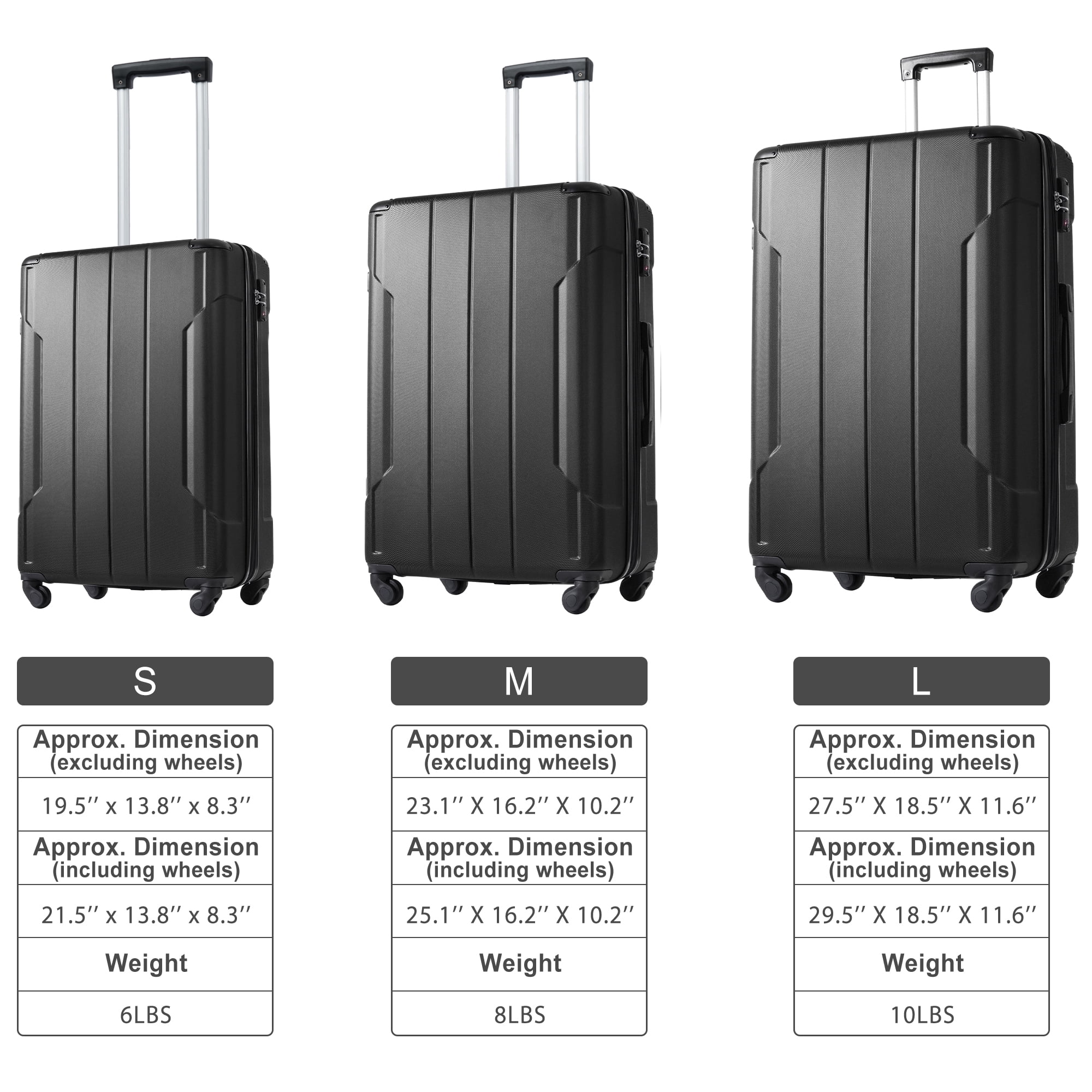 Tookss Hardshell Suitcase With Lightweight TSA Approved Locks And 3 ...