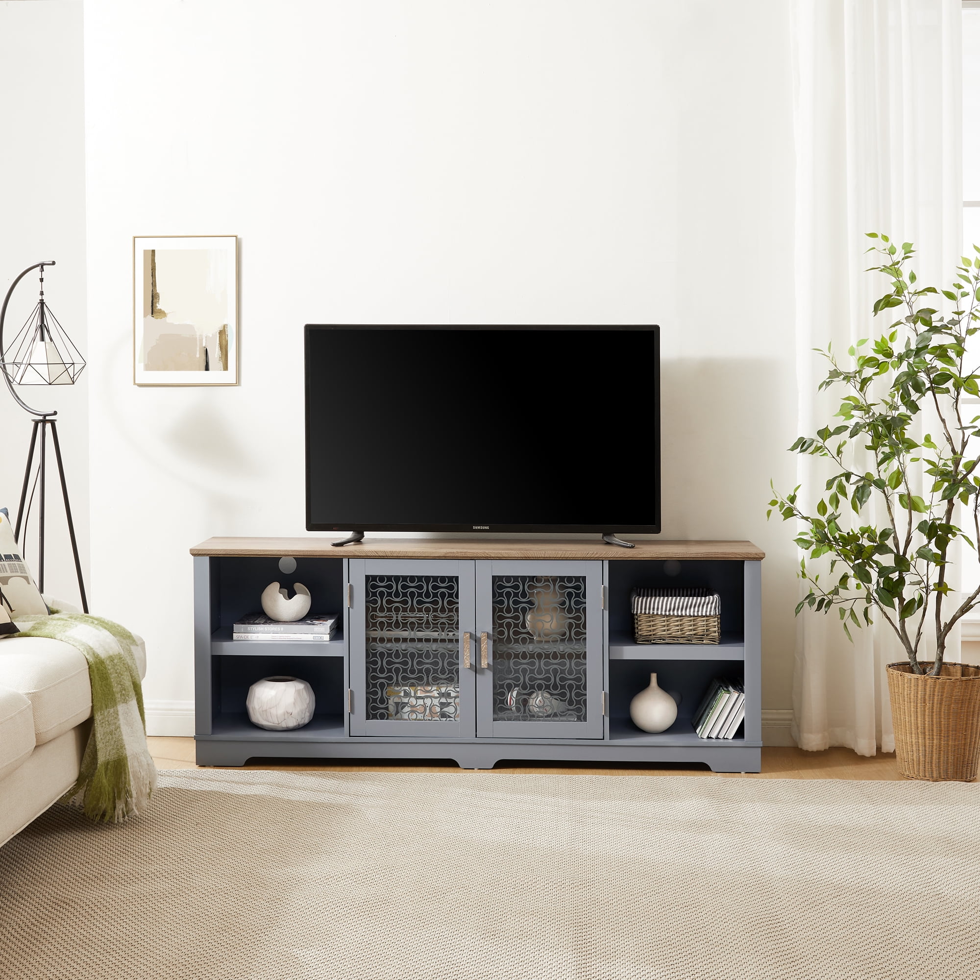 Tookss Modern Farmhouse 70" TV Stand TV Up to 80'', Media Console Table ...