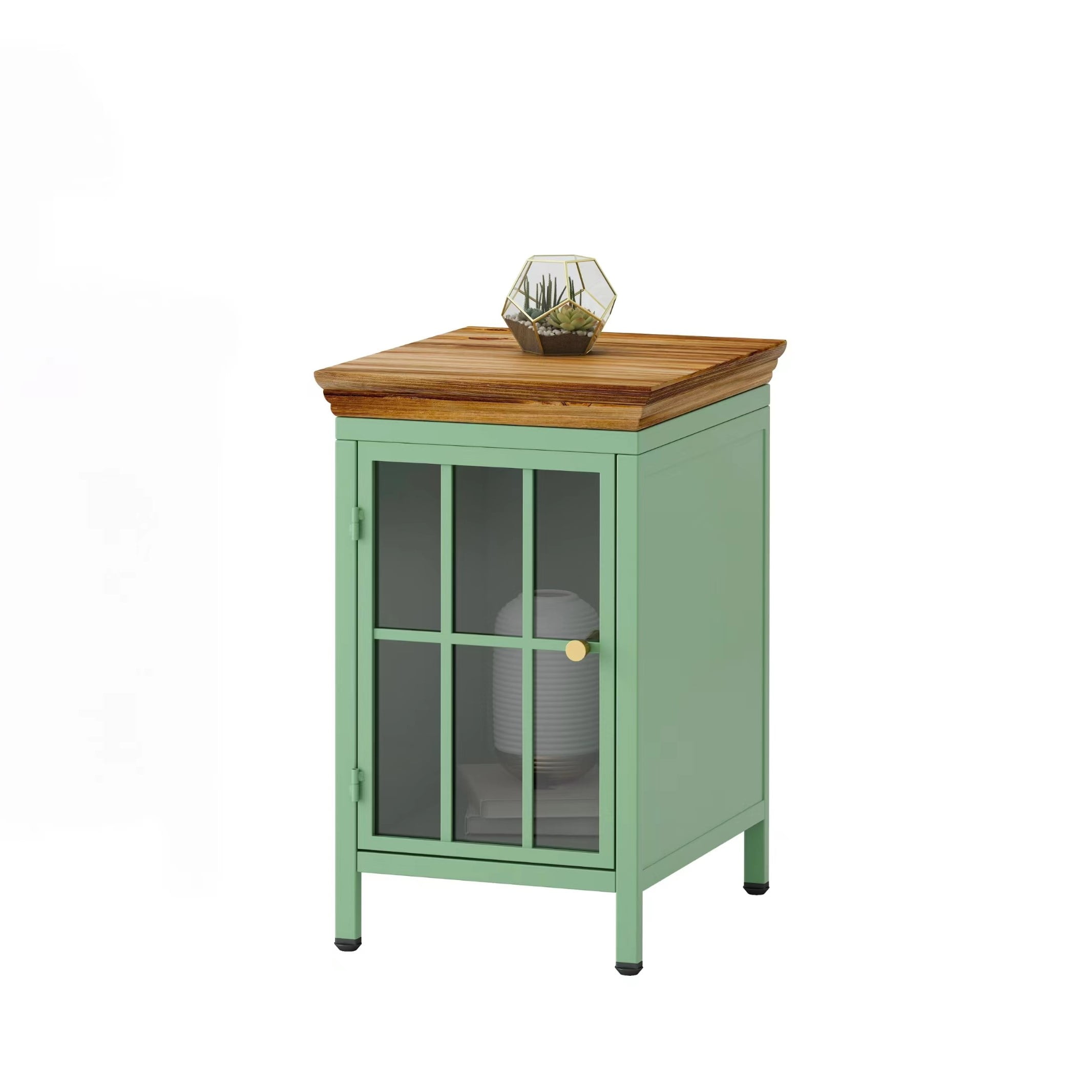 Tookss Modern Nightstand With Storage Cabinet Iron Bedside Table With ...