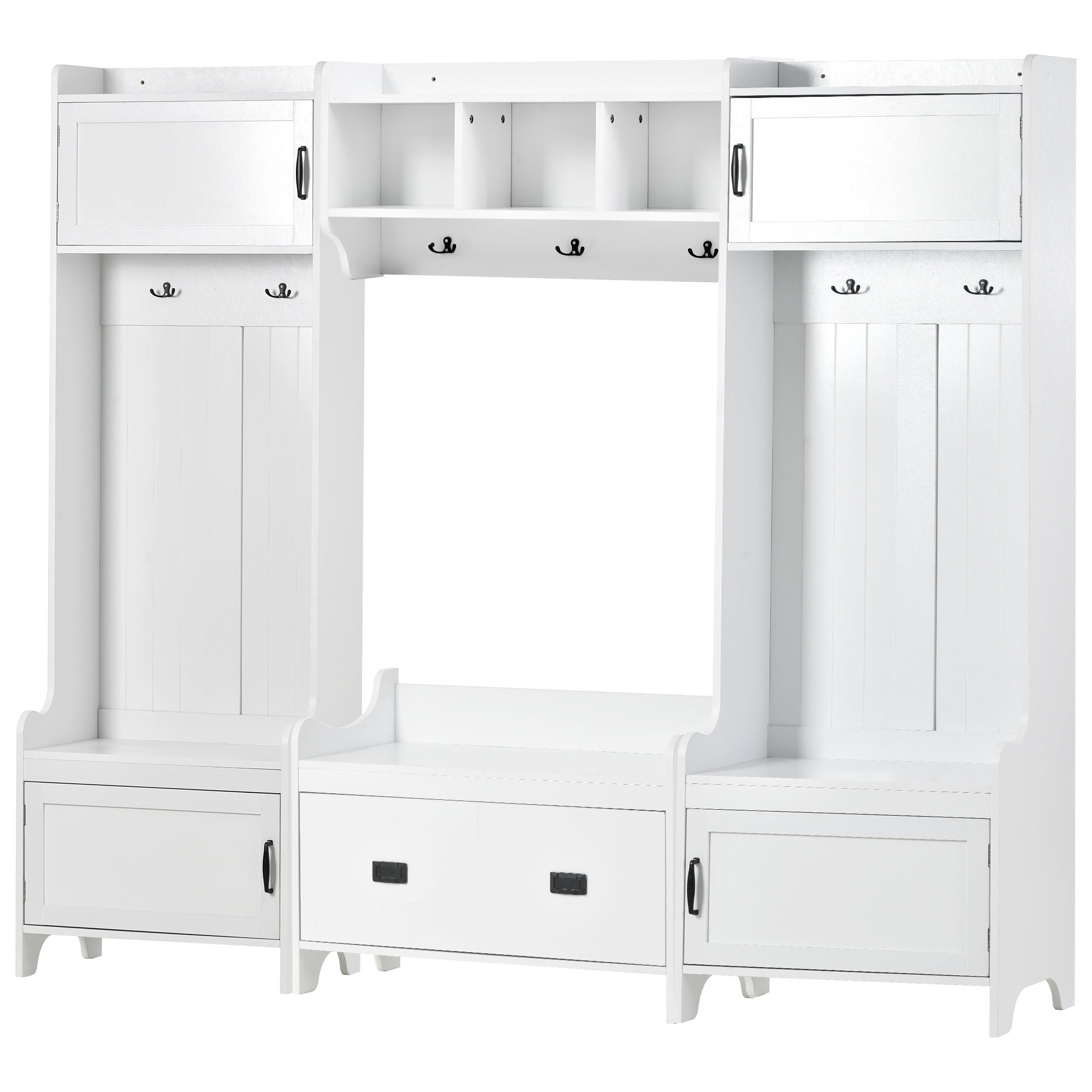 Tookss Modern Style Hall Tree With Drawer Metal Hooks Easy Assembly ...