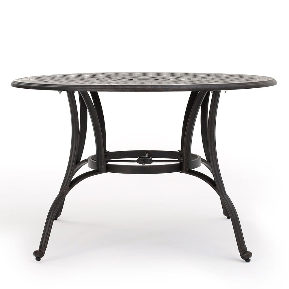 Tookss Outdoor Dining Table, Round Lightweight Cast Aluminum Patio ...