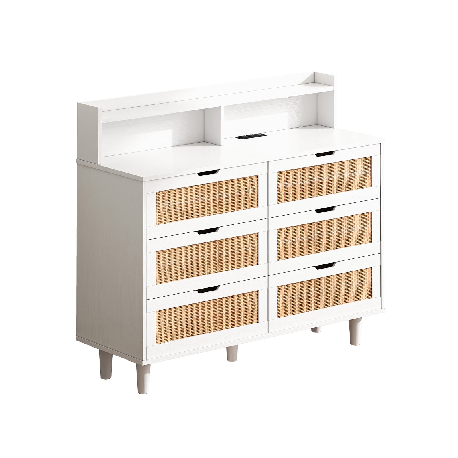 Tookss Rattan Storage Cabinet With 6 Rattan Drawers With LED Lights ...