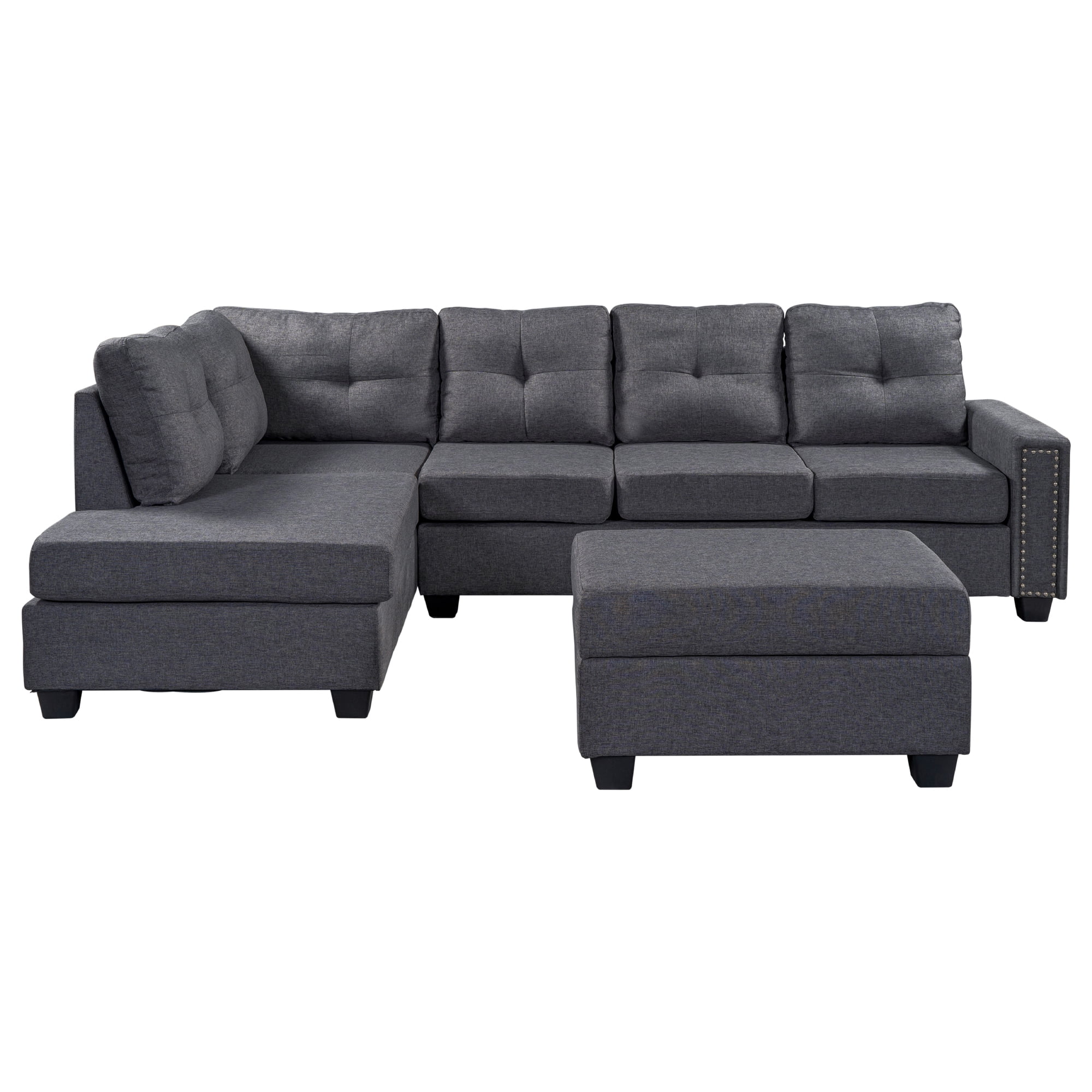 Tookss Reversible Sectional Sofa With Storage Ottoman 1100lbs Weight ...