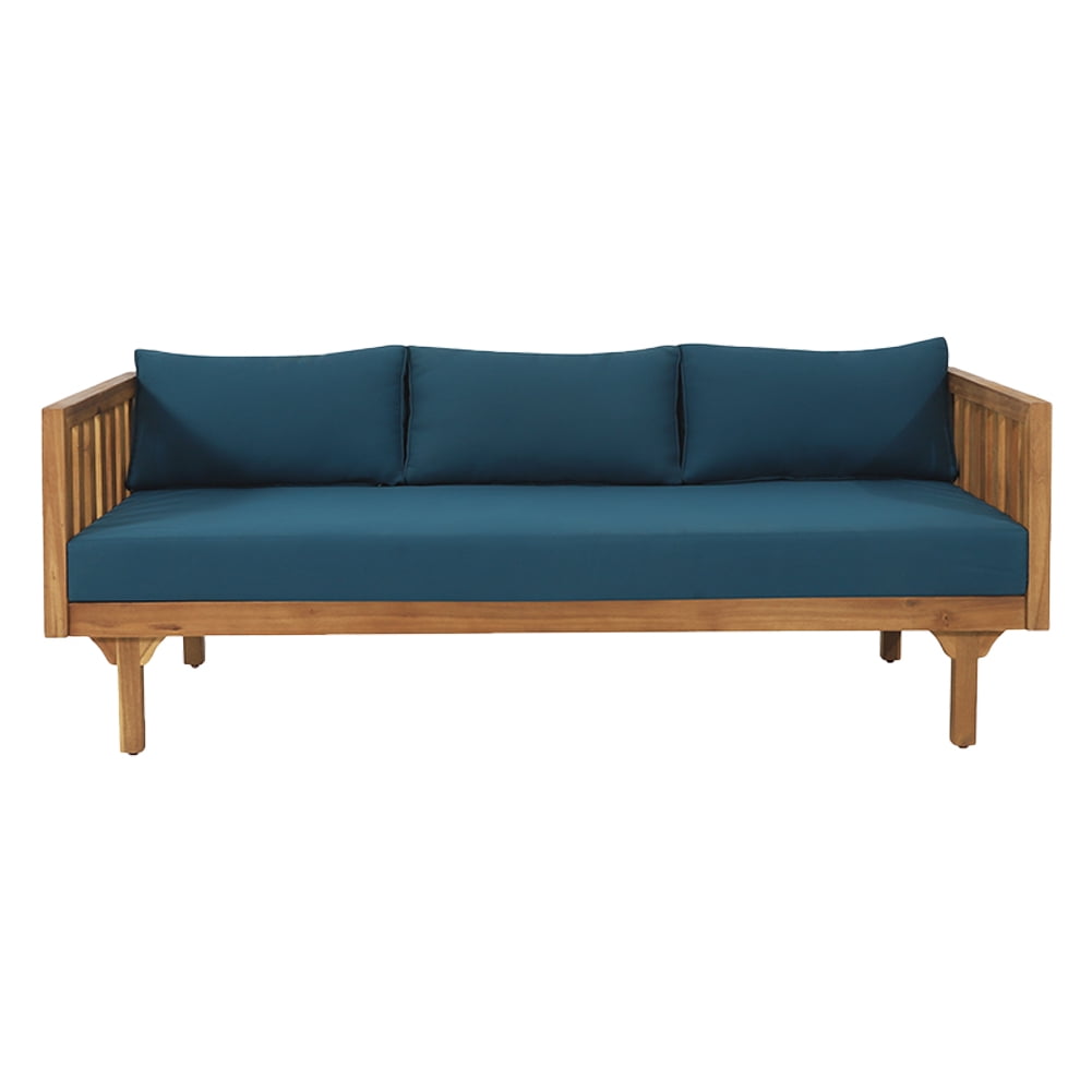 Tookss Wood Daybed, Slat Panel Seating Sofa, 3 Seater Wooden Sofa Bed ...