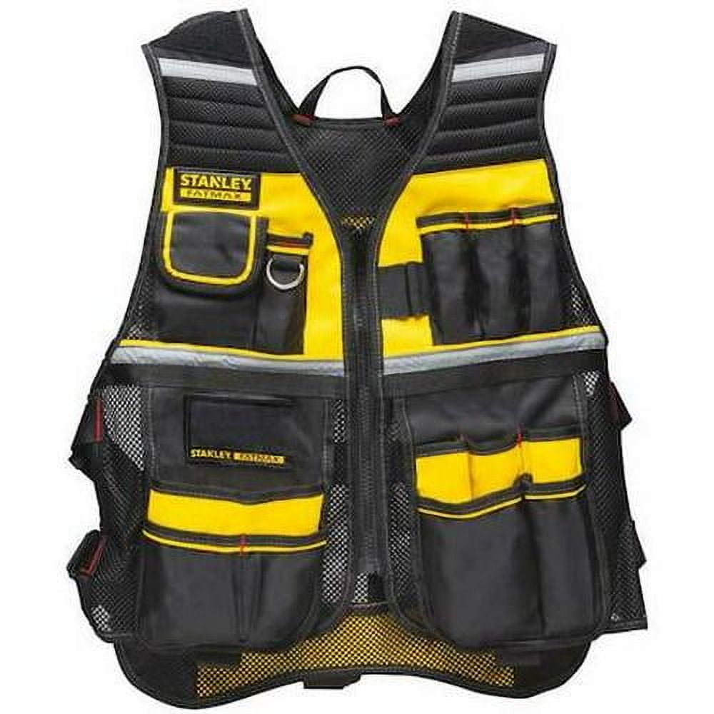 Tool Apron, Tool Vest, Black/Yellow/Gray, Polyester, 16 Pockets ...