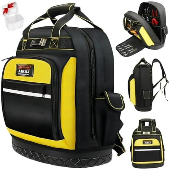Tool Backpack,17"Heavy Duty Tool Backpack Bag with Waterproof Molded ...