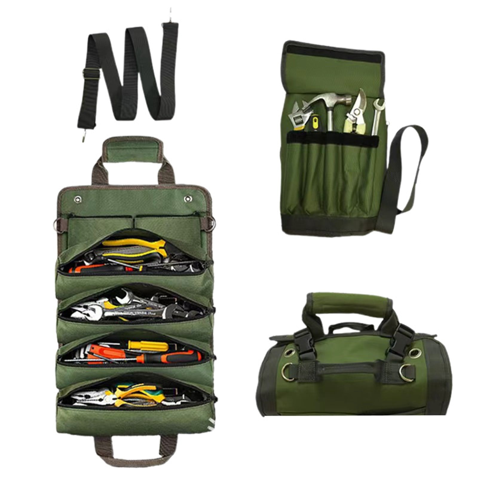Tool Bag Roll Up,Heavy Duty Tool Roll Bag,Detachable Pockets Visible ...