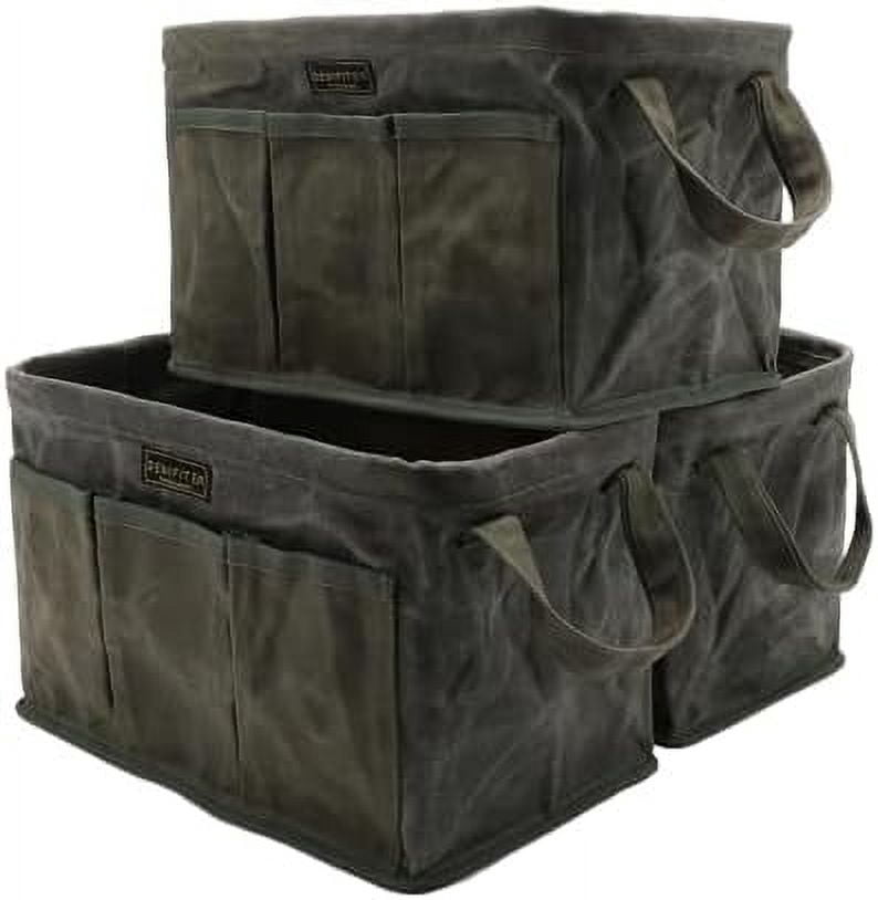 Tool Bag for Organizing, Waxed Canvas Wide Open Top Tool Tote Bag with ...