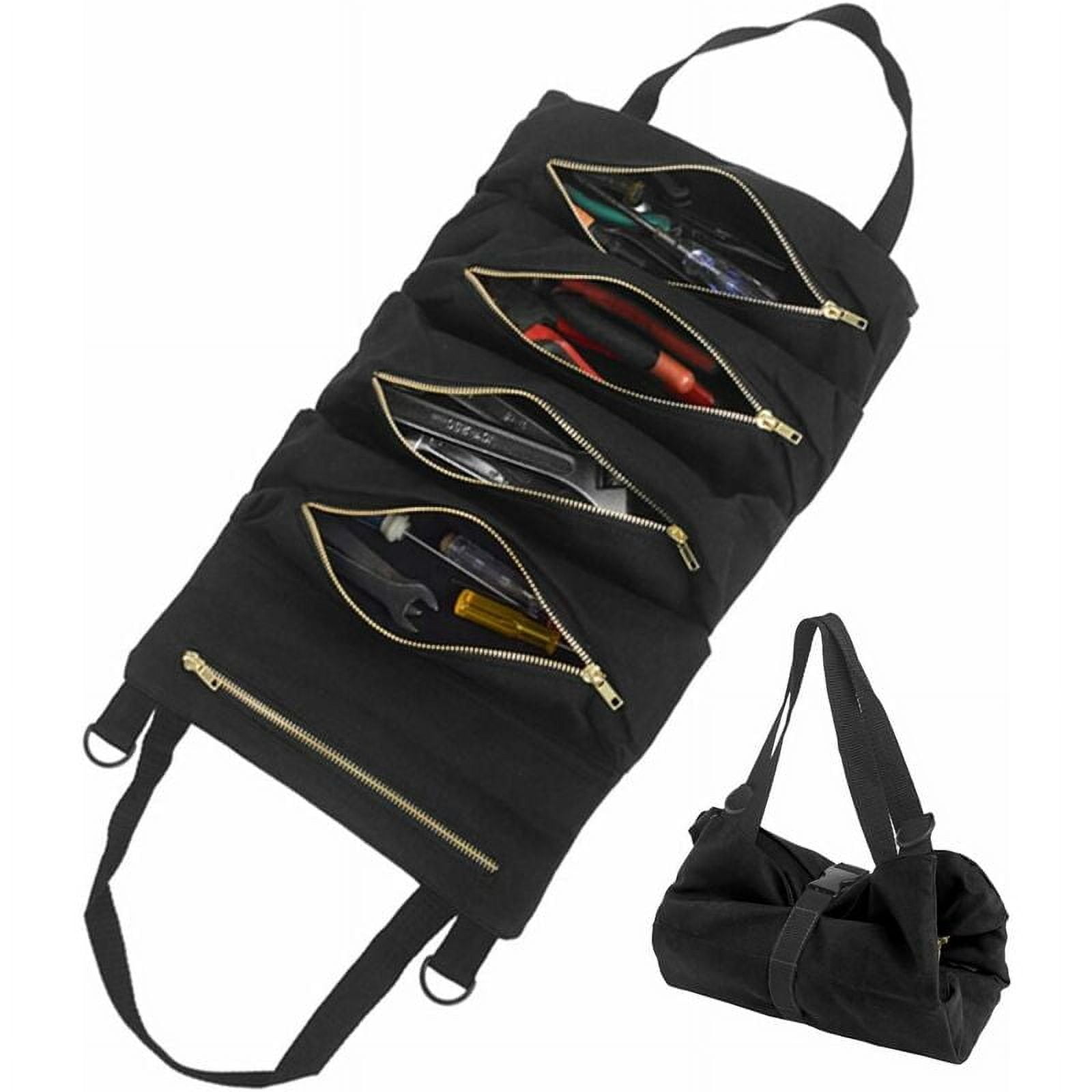 Tool Bag with 5 Zippered Pockets, Portable Canvas Tool Bag, Tool Roll ...