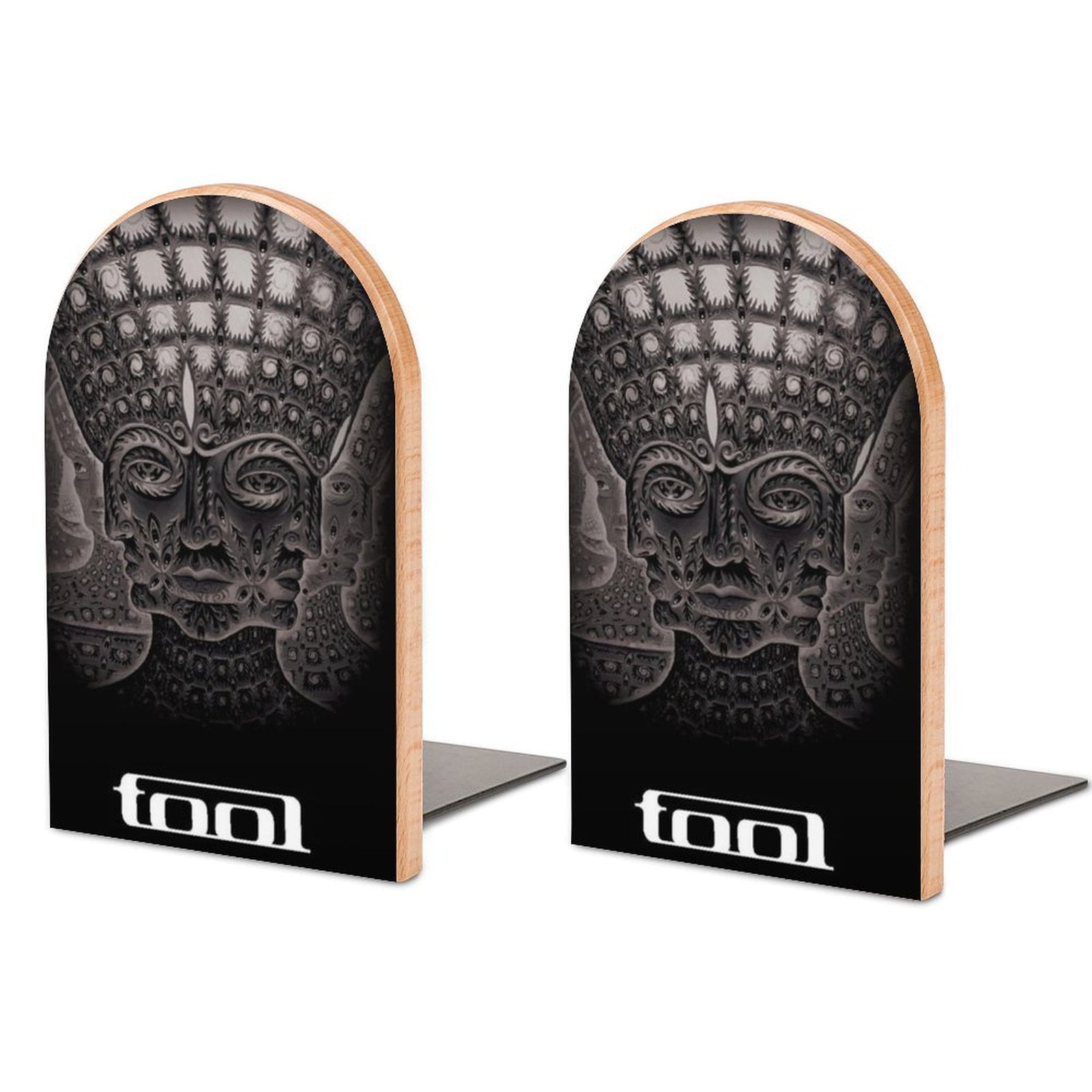 Tool Band Album Bookends Wood Book Divider Decor Shelves Non-Skid Book ...
