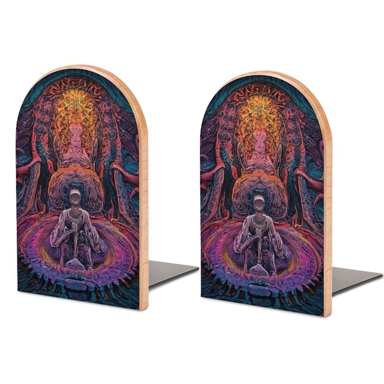 Tool Band Bookends Wood Book Divider Decor Shelves Non-Skid Book Stand ...