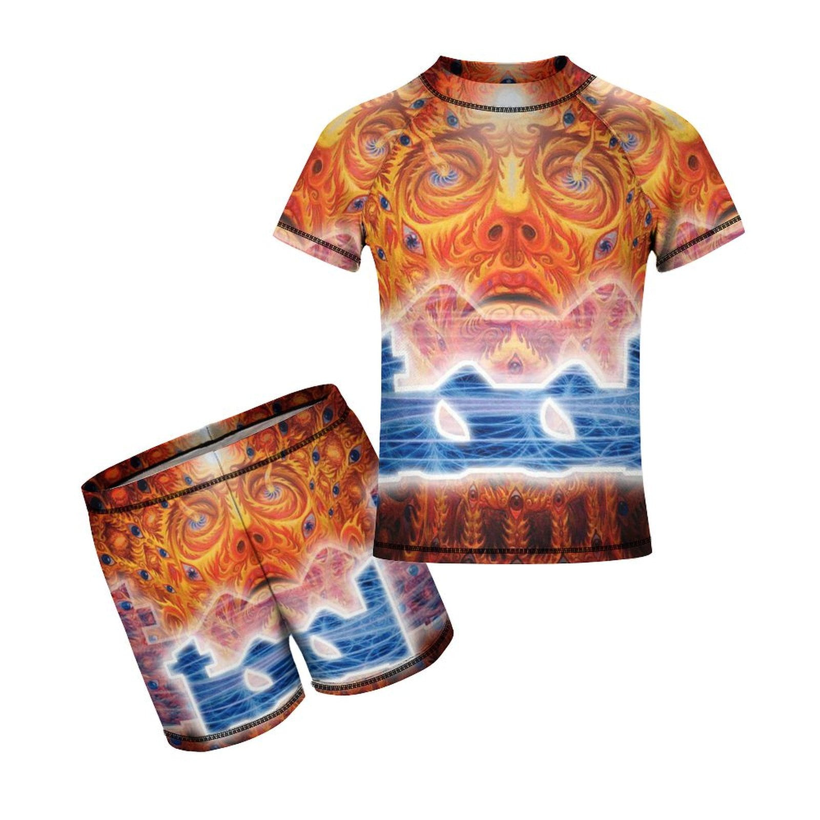 Tool Band Boys 2-Piece Swimsuit Set, Short Sleeve Rash Guard & Swim ...