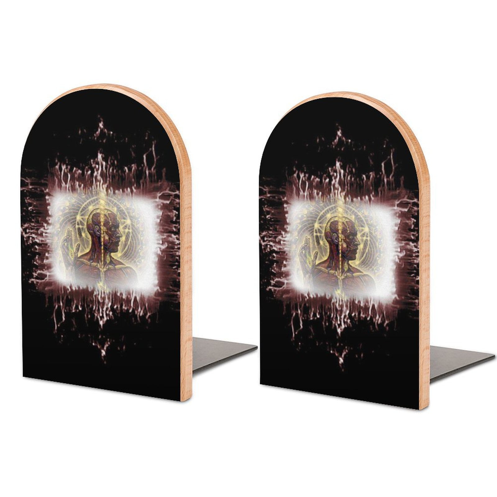 Tool Band Rock Bookends Wood Book Divider Decor Shelves Non-Skid Book ...