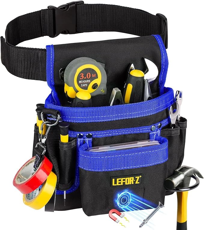 Tool Belt,Magnetic Tool Pouch,14-Pockets Tool Belts for Men,Detachable ...